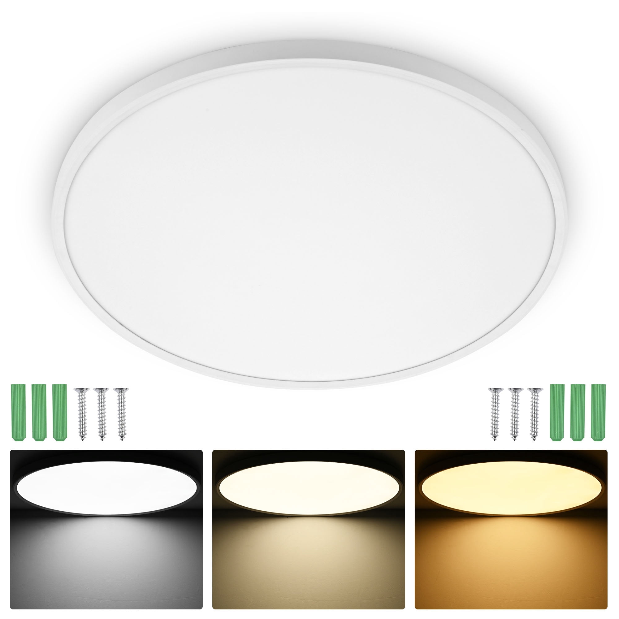 23" Flush Mount Ceiling Light 50W LED 3 Color Kitchen Lamp Home Fixture ...