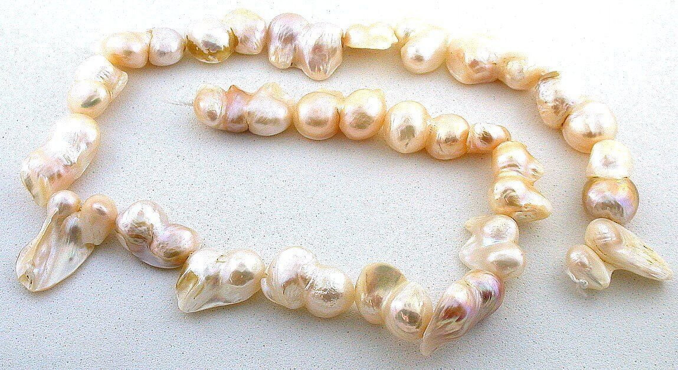 23 Freeform Cream Freshwater Mabe Blister Pearl Bead 15" Strand EBS9067C - Walmart.com