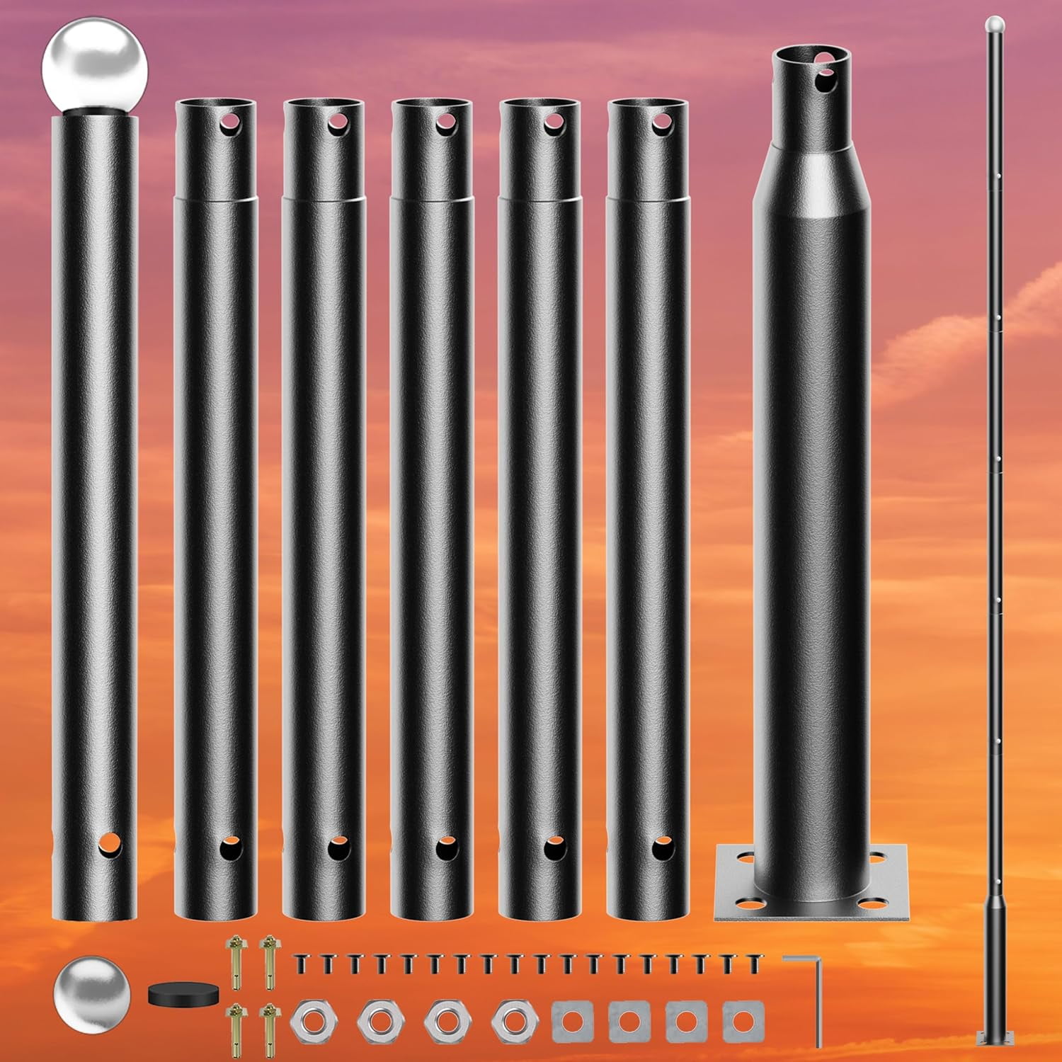 23 Ft Tall Solar Street Light Pole - Outdoor Lamp Post for Backyard ...