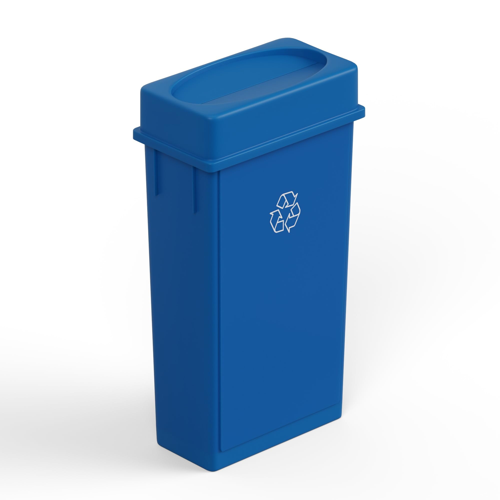 23 Gal Blue Rectangular Waste Bin with Hands-Free Lid, Compact Design ...