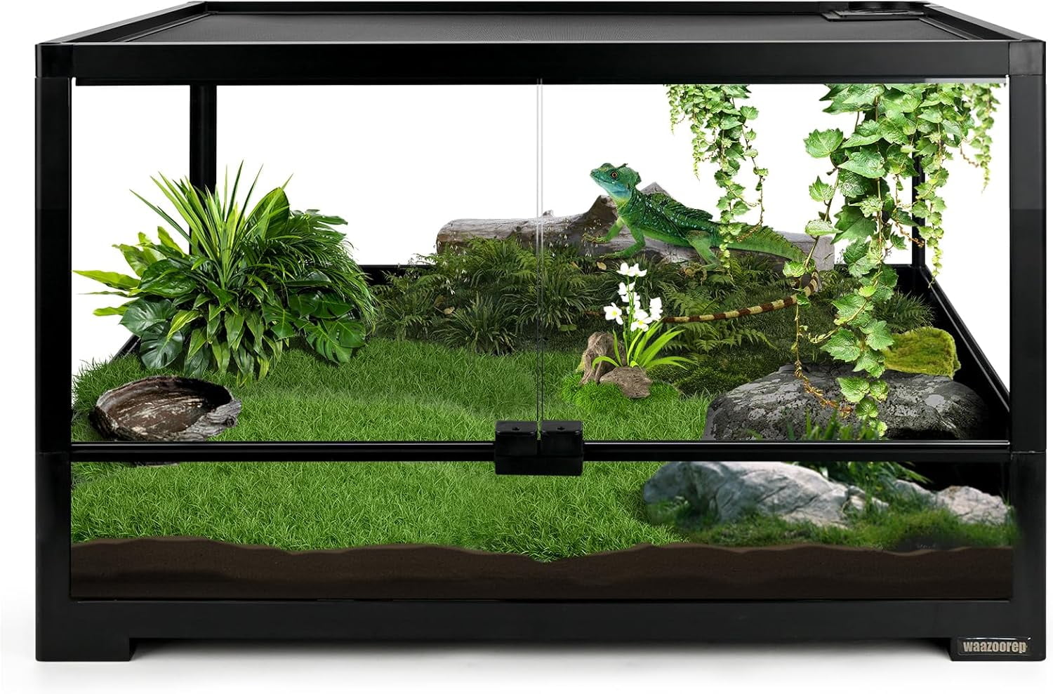 23 Gallon Reptile Terrarium Glass Tank 24"*18"*12.6" Knock-Down Cage ...