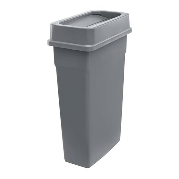 23-Gallon Slender Trash Can, Slim Rectangular Trash Can with Lid - Grey ...