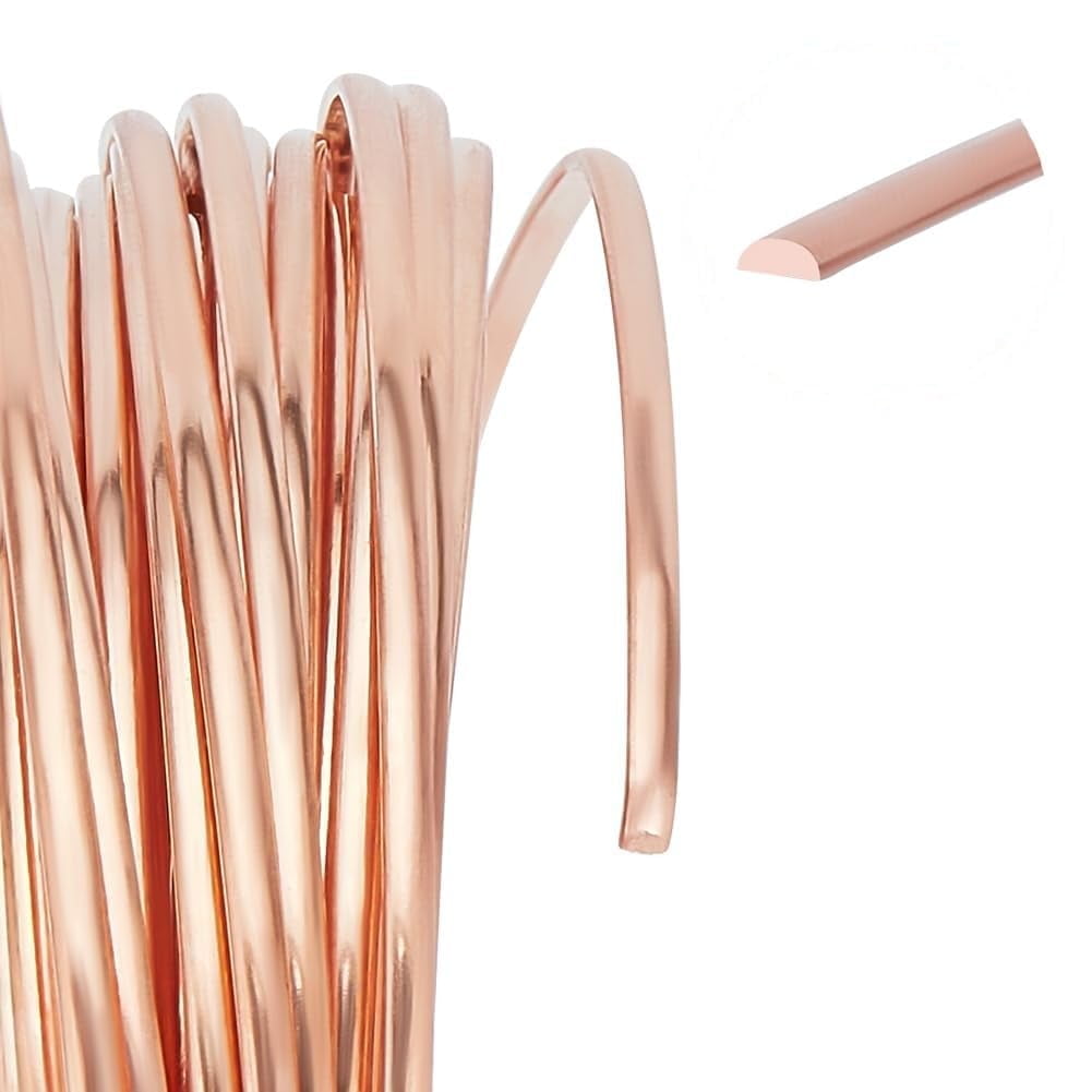 1Bundle 23 Gauge 20 Feet Half Round Copper Wire 0.6mm Wide Bare Copper ...