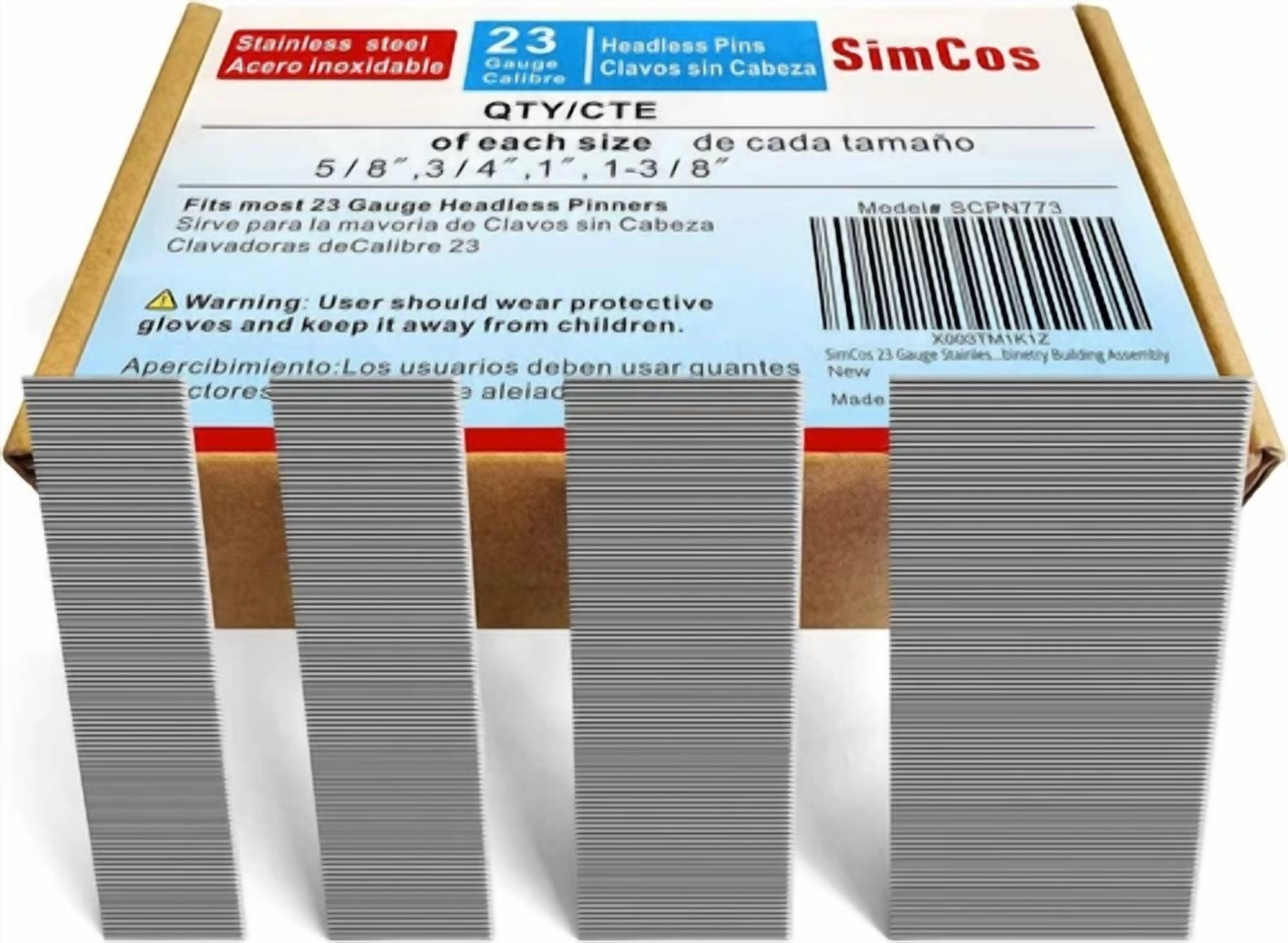23 Gauge Stainless Steel Pinner Nails (5/8",3/4",1",1-3/8") Assorted 4 ...