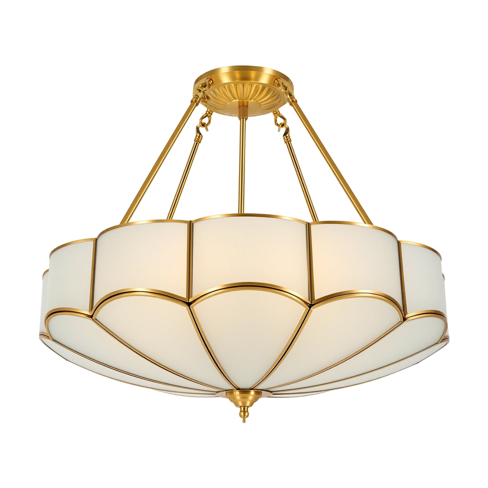 23" Gold Retro Ceiling Lamp Glass Flush Mount Fixture 110V Modern ...