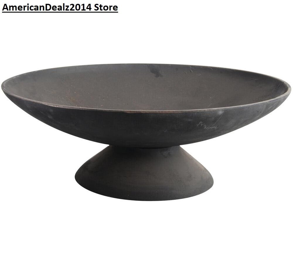 23" Heavy Duty Black Round Cast Iron Fire Bow Pit Deep Bowl Backyard ...