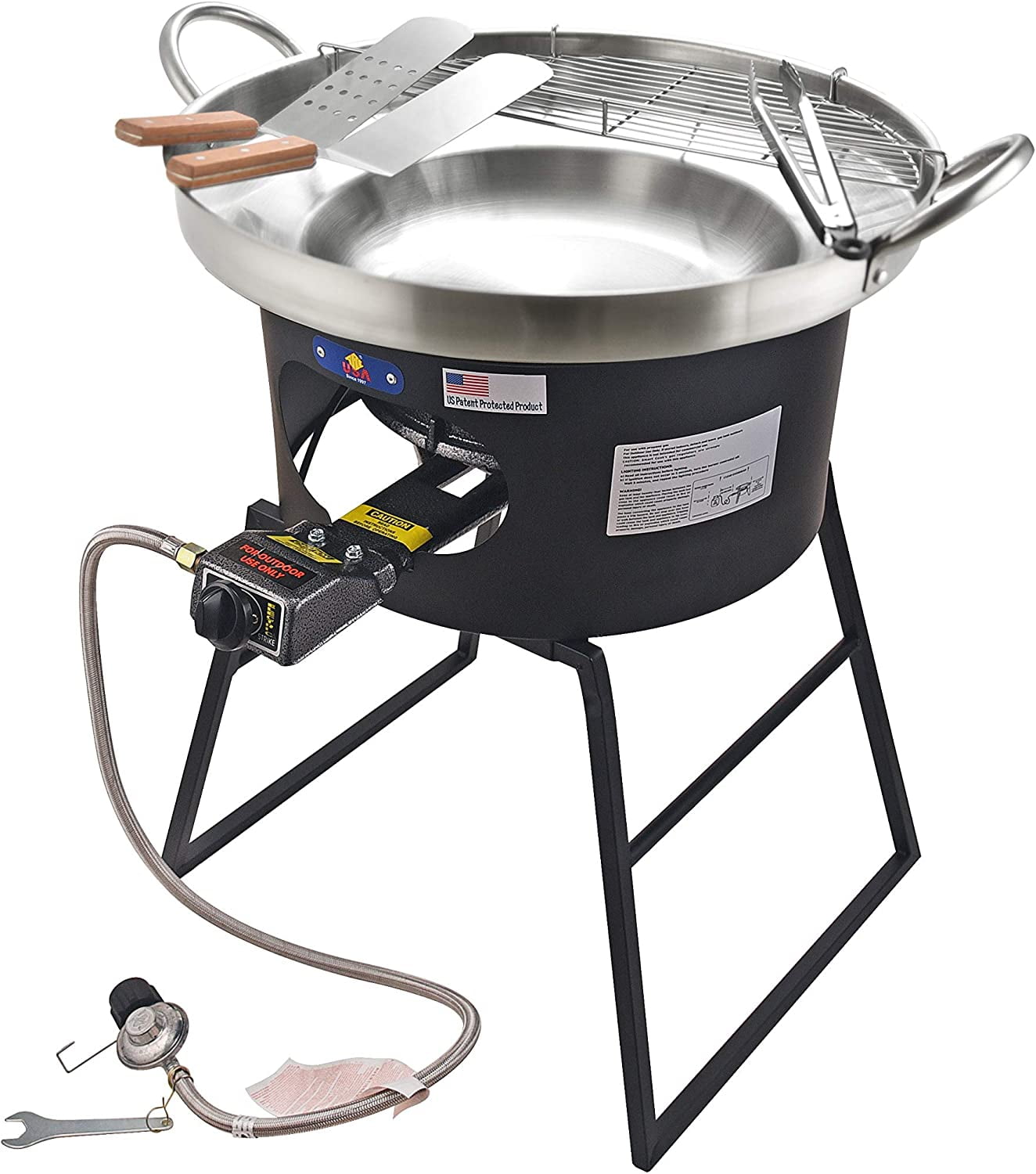 23" Heavy Duty Stainless Steel Concave Comal Set with 30,000BTU Propane ...