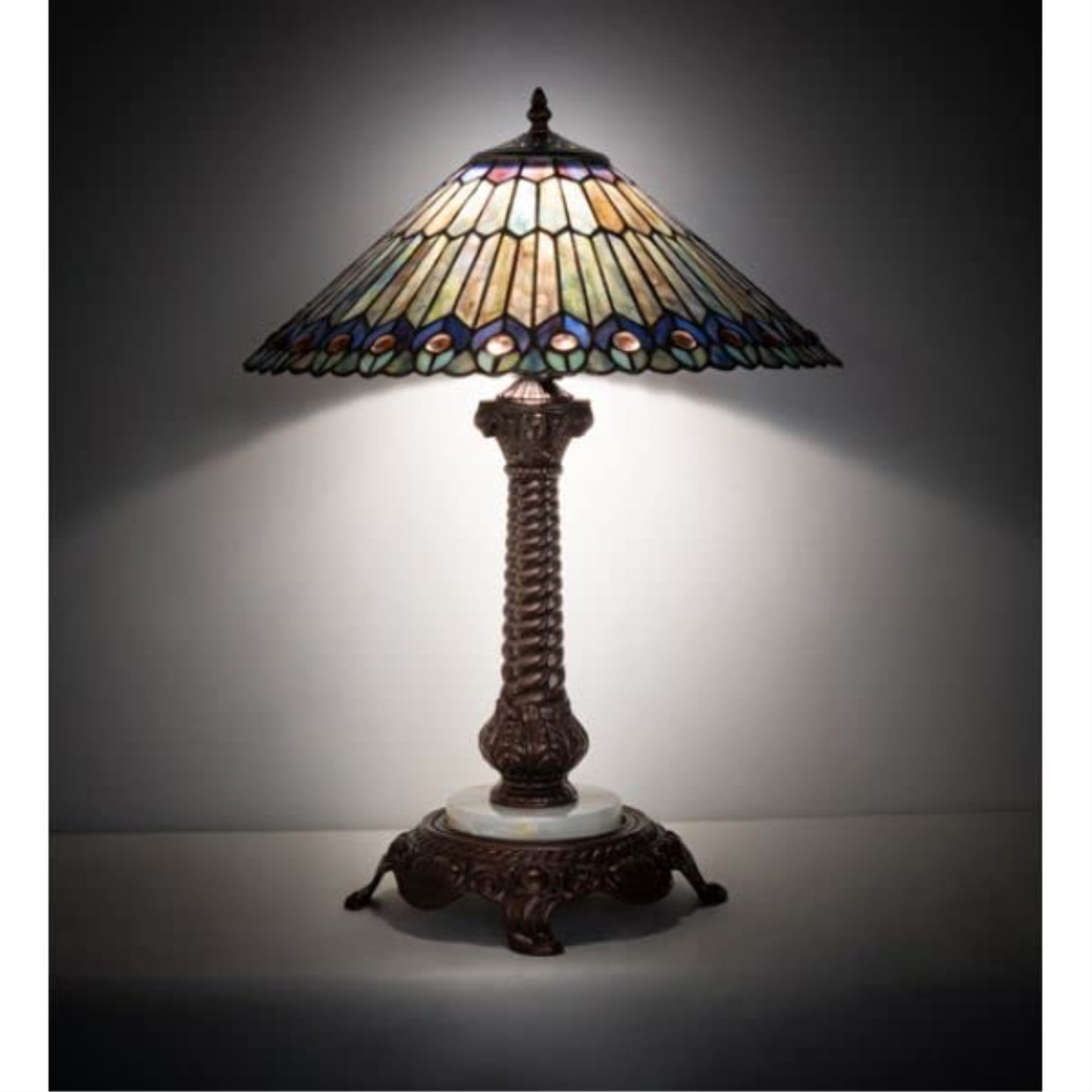 23" High Tiffany Jeweled Peacock Table Lamp - Walmart.com