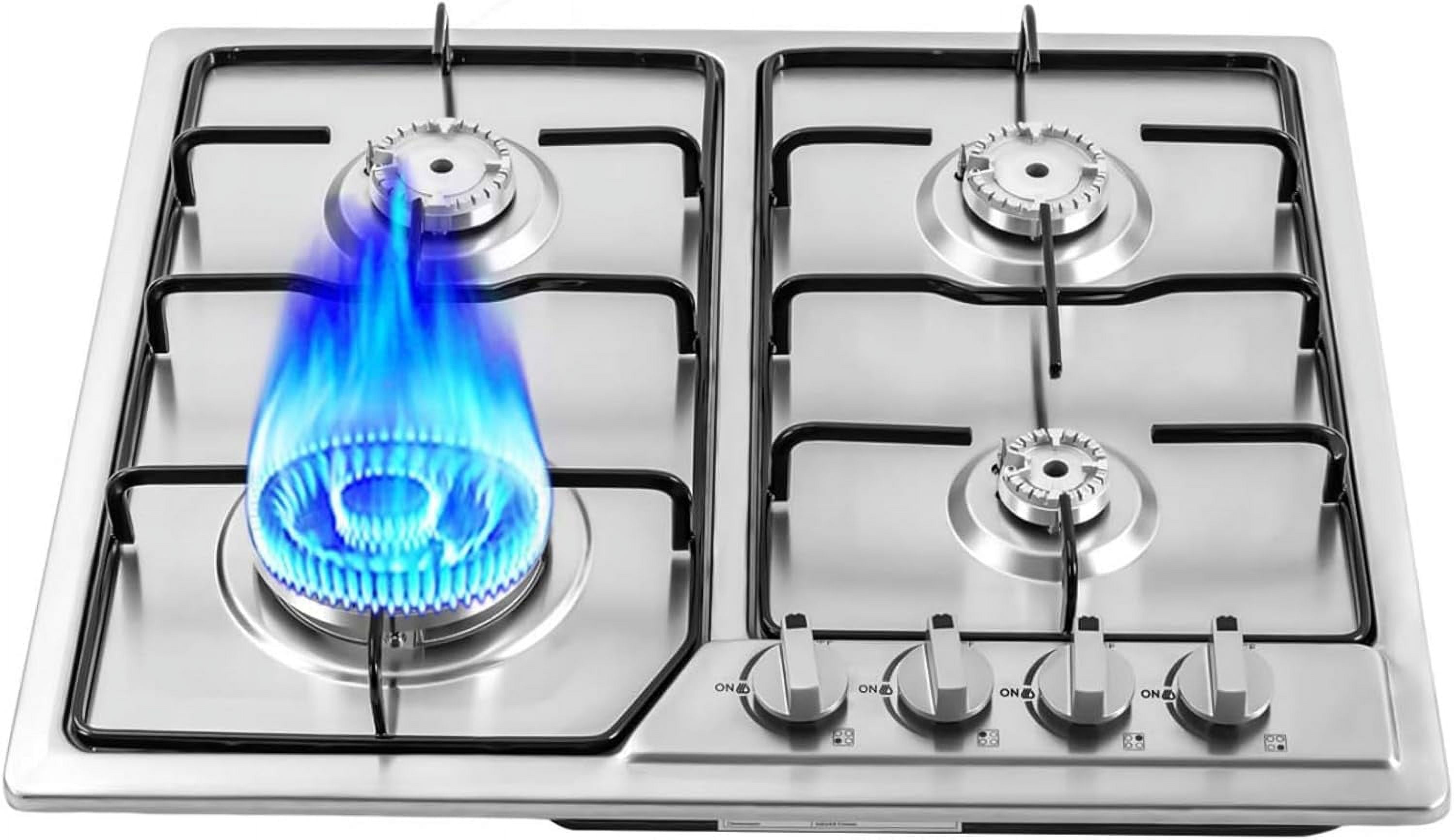 23 Inch 4 Burner Gas Stove Gas Cooktop, 110V Stainless Steel Built-in ...