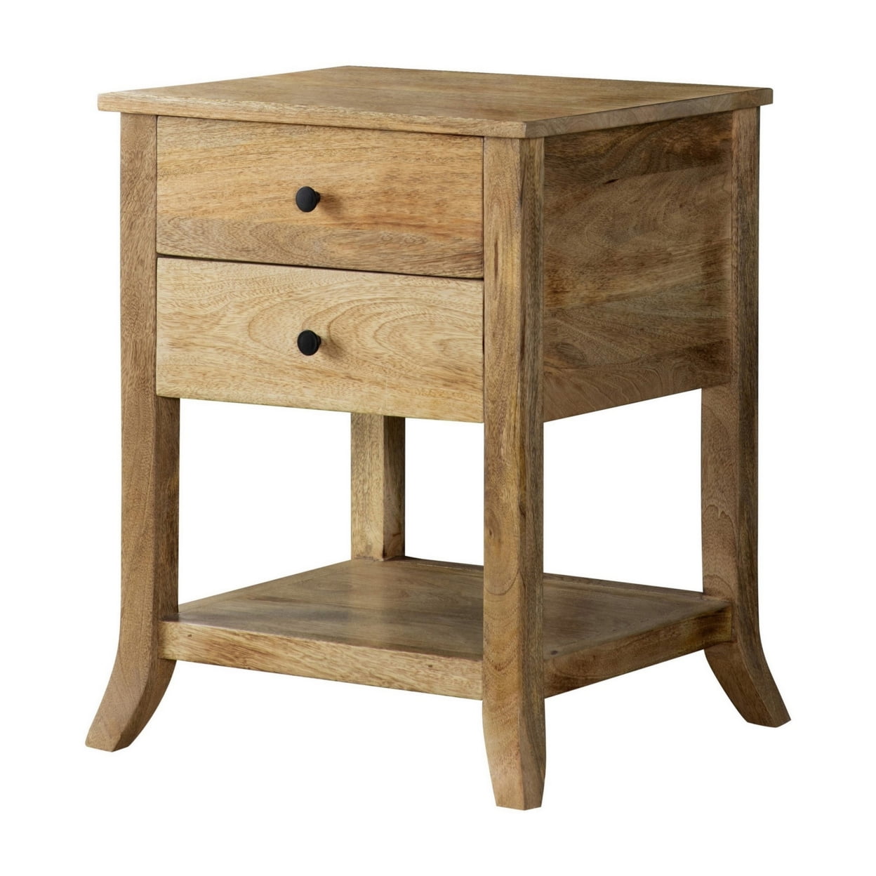 23 Inch Accent Table, 2 Drawers, Single Shelf, Rectangular Brown Wood ...