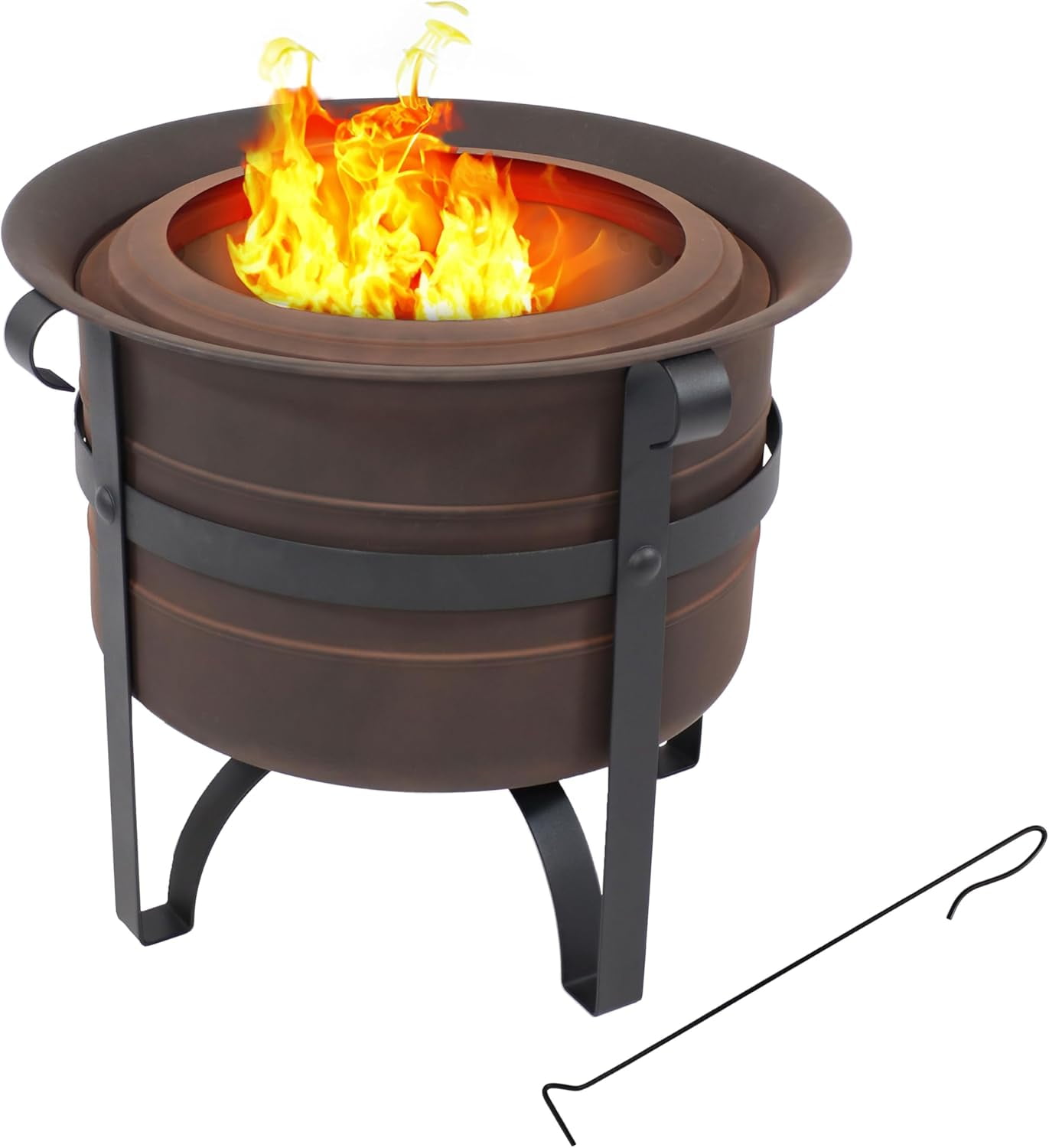 23-Inch Cauldron-Style Smokeless Wood-Burning Fire Pit with Cover and ...