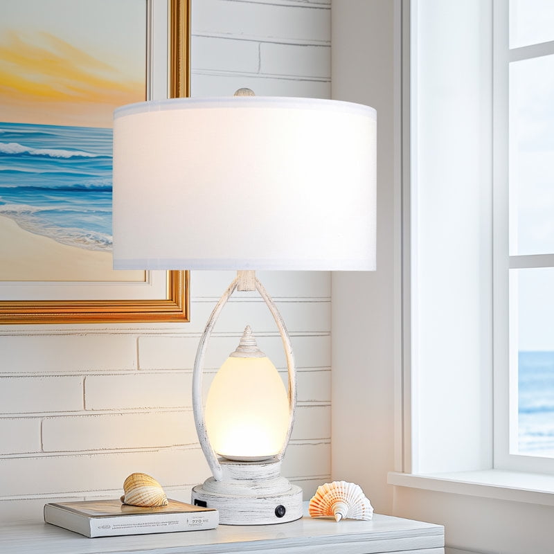 23 Inch Coastal Table Lamps With 2 LED Bulbs, Dual Functionality ... 23 Inch Coastal Table Lamps With 2 LED Bulbs, Dual Functionality ...