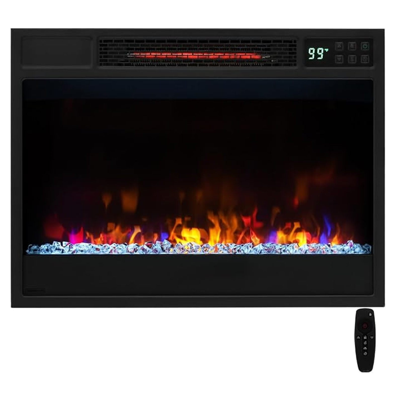 23 Inch Electric Fireplace Insert, Recessed Fireplace Heater with 6 ...