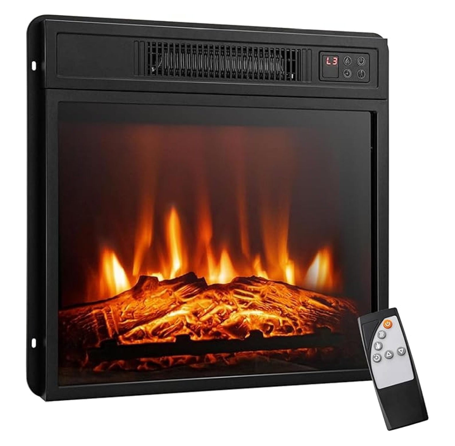 23 Inch Electric Fireplace Insert, Recessed Heater with 3 Adjustable 3D ...