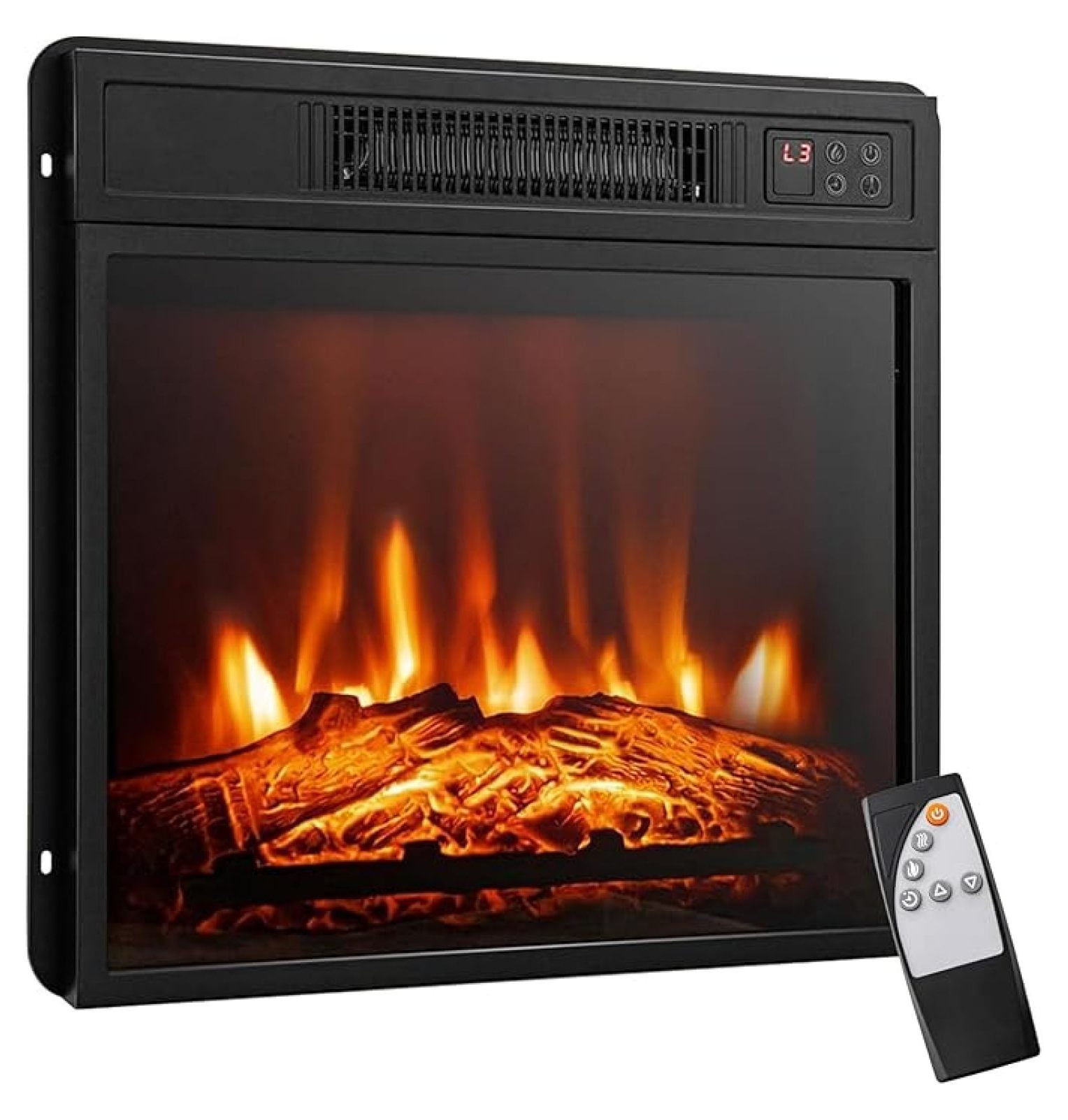 23 Inch Electric Fireplace Insert, Recessed Heater with 3 Adjustable 3D ...