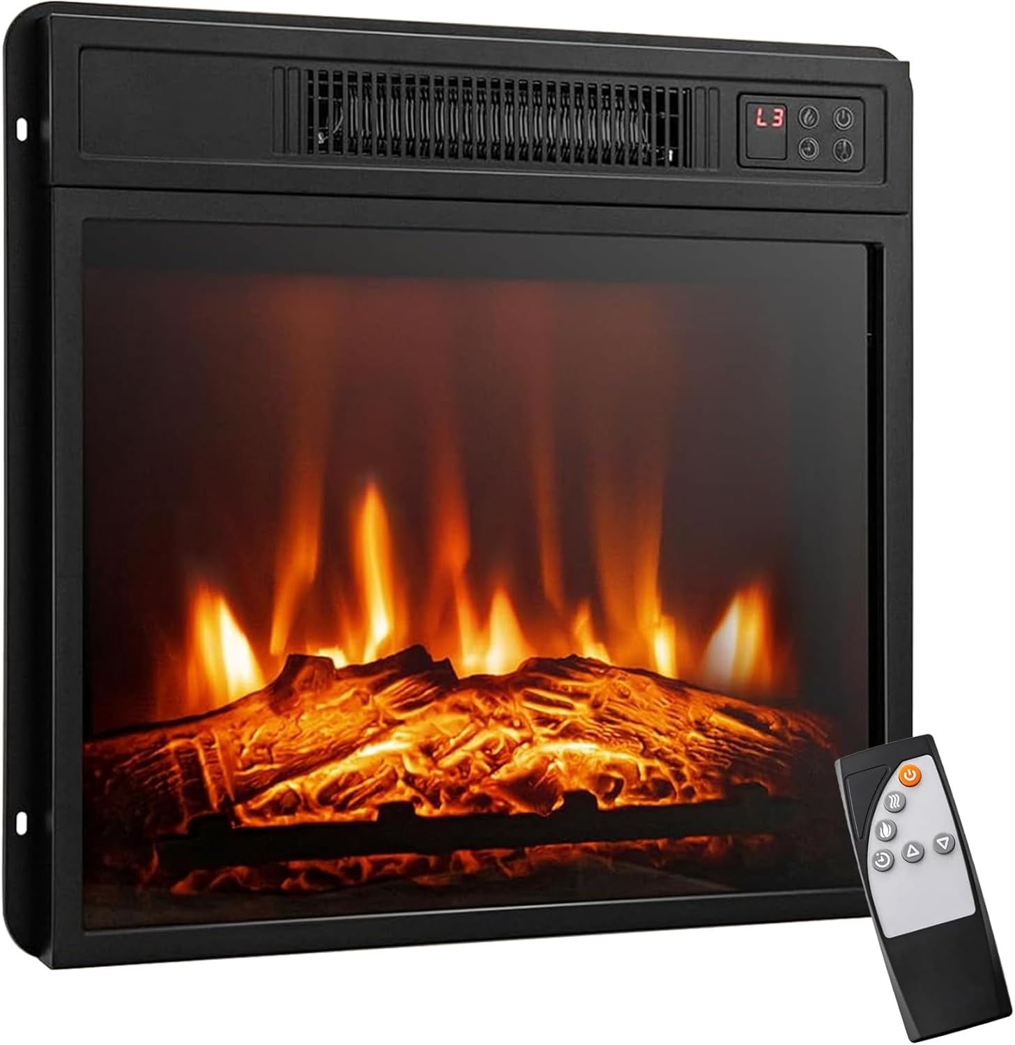 23 Inch Electric Fireplace Insert, Recessed Heater with 3 Adjustable 3D ...