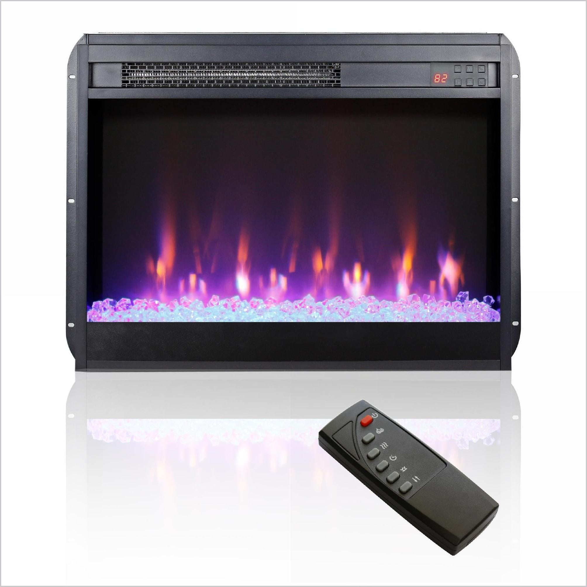 23-Inch Electric Fireplace Insert with Realistic Flame, Crystals ...