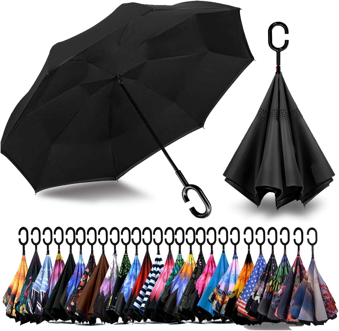 49 Inch Inverted Reverse Upside Down Umbrella, Extra Large Double ...