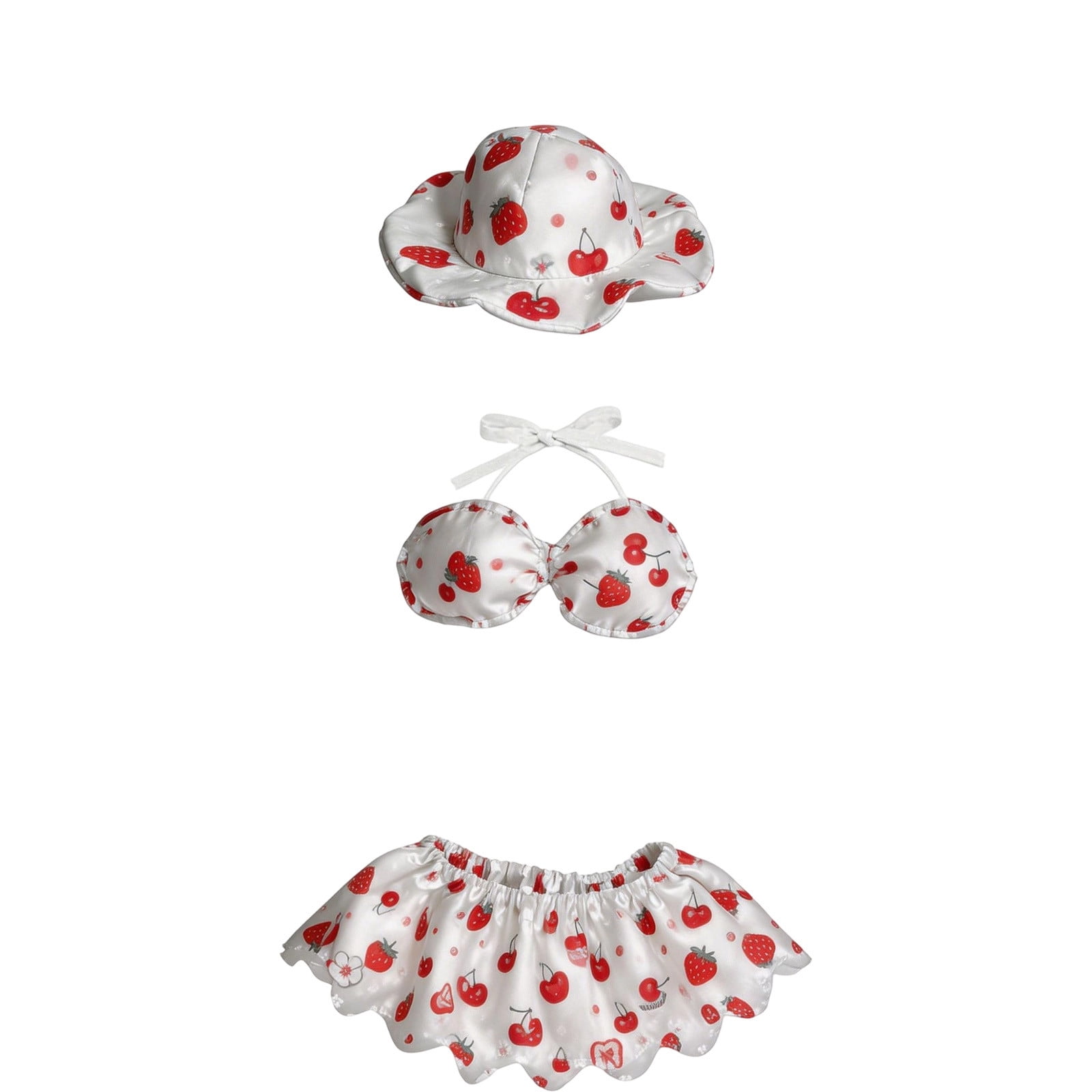 23 Inch Porch Goose Outfits-3Pcs Printed Sun Hat Bow Top Skirt Goose ...