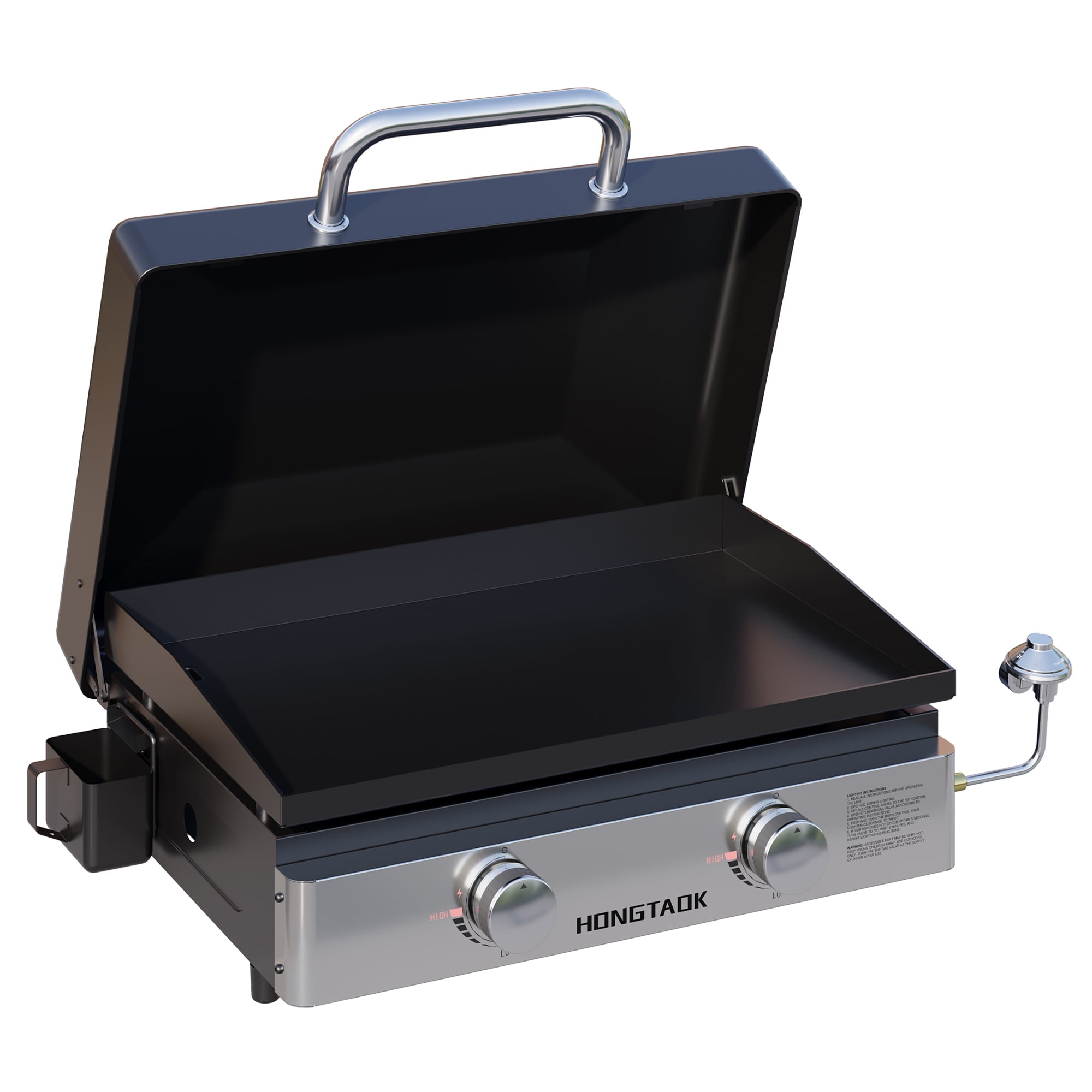 23 Inch Portable Propane Gas Grill with Lid & Ceramic Coated Baking Pan ...