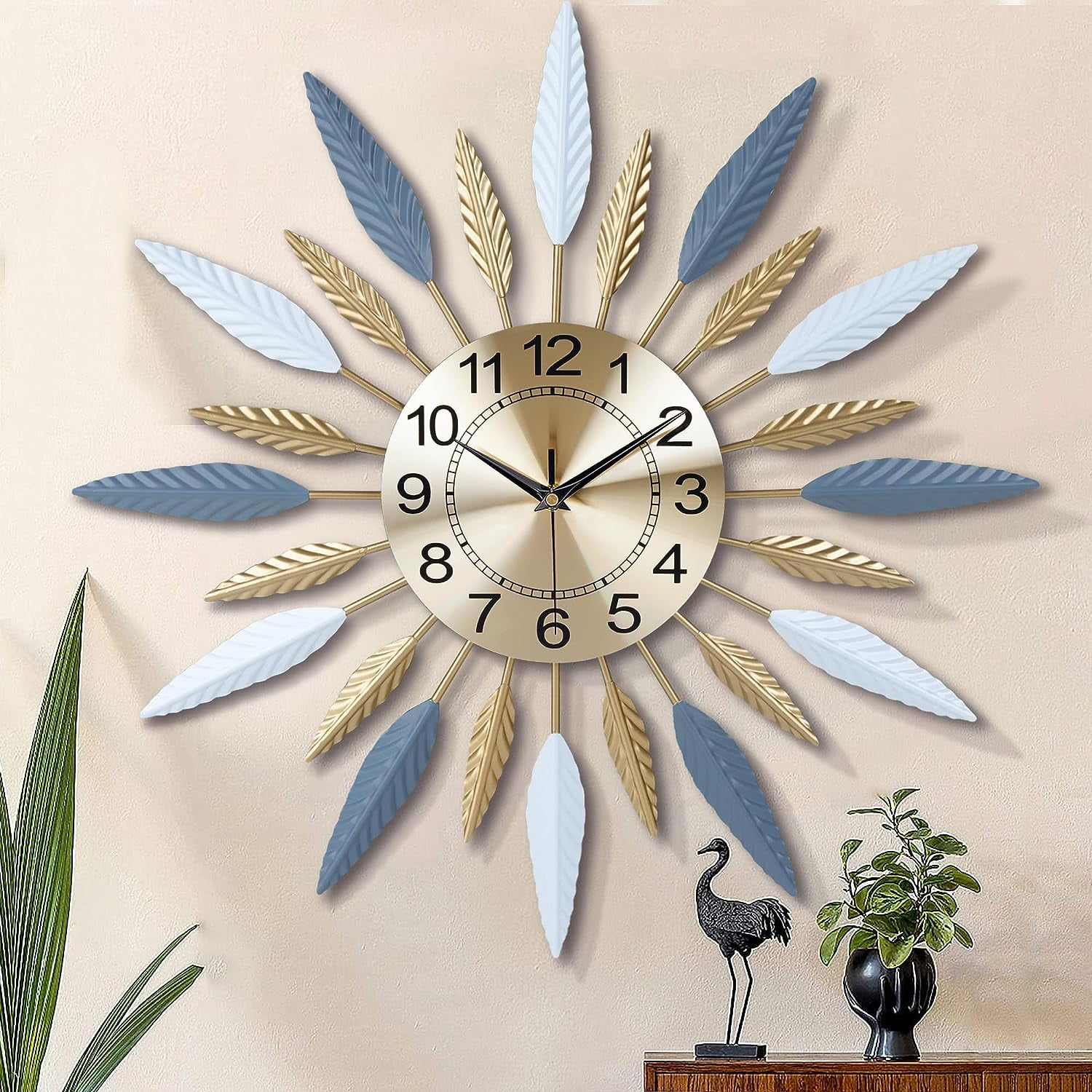23 Inch Silent Metal Mid Century Wall Clocks for Living Room Decor ...