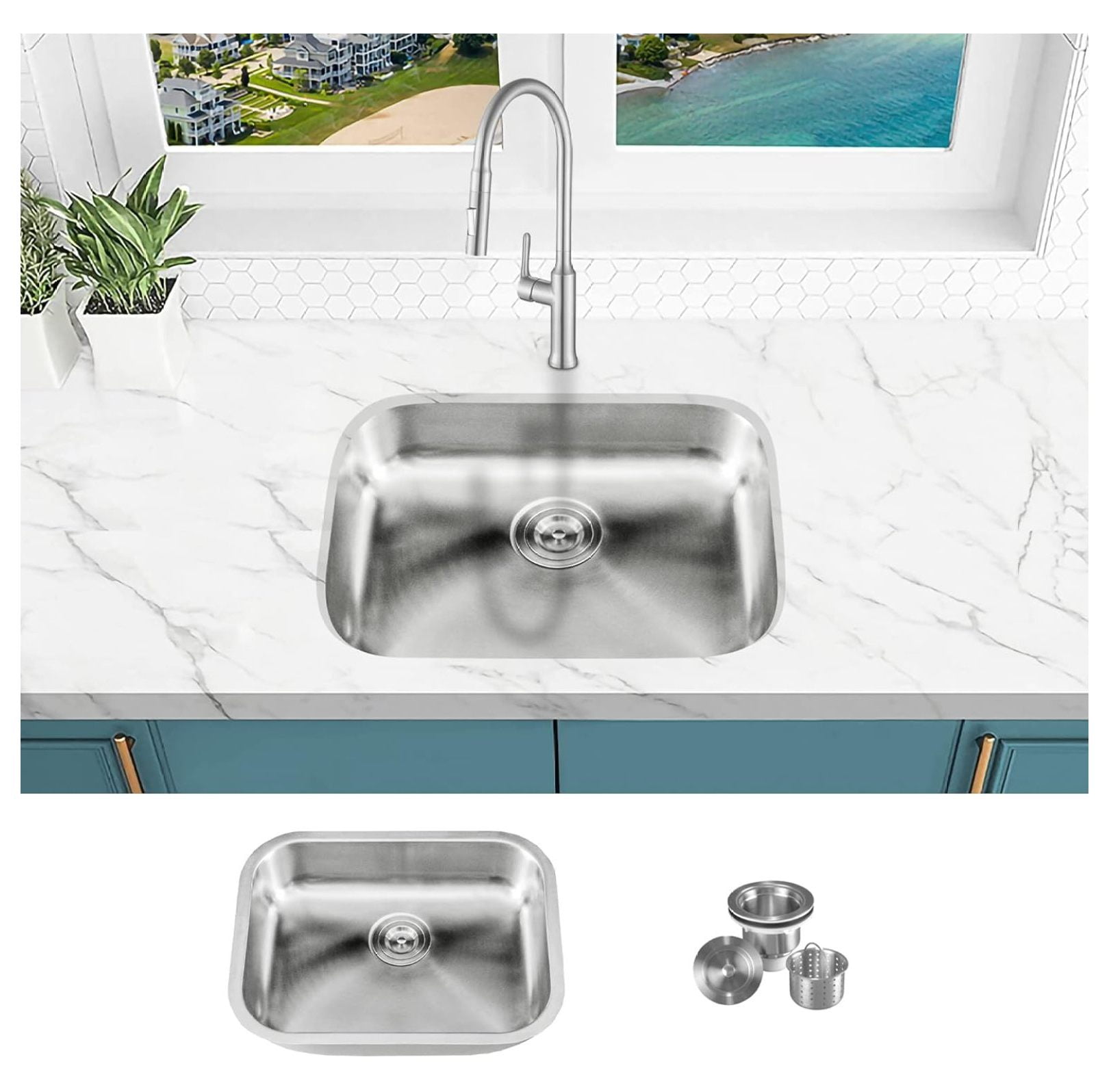 23 Inch Single Bowl ADA Compliant Stainless Steel Kitchen Sink, Rust ...