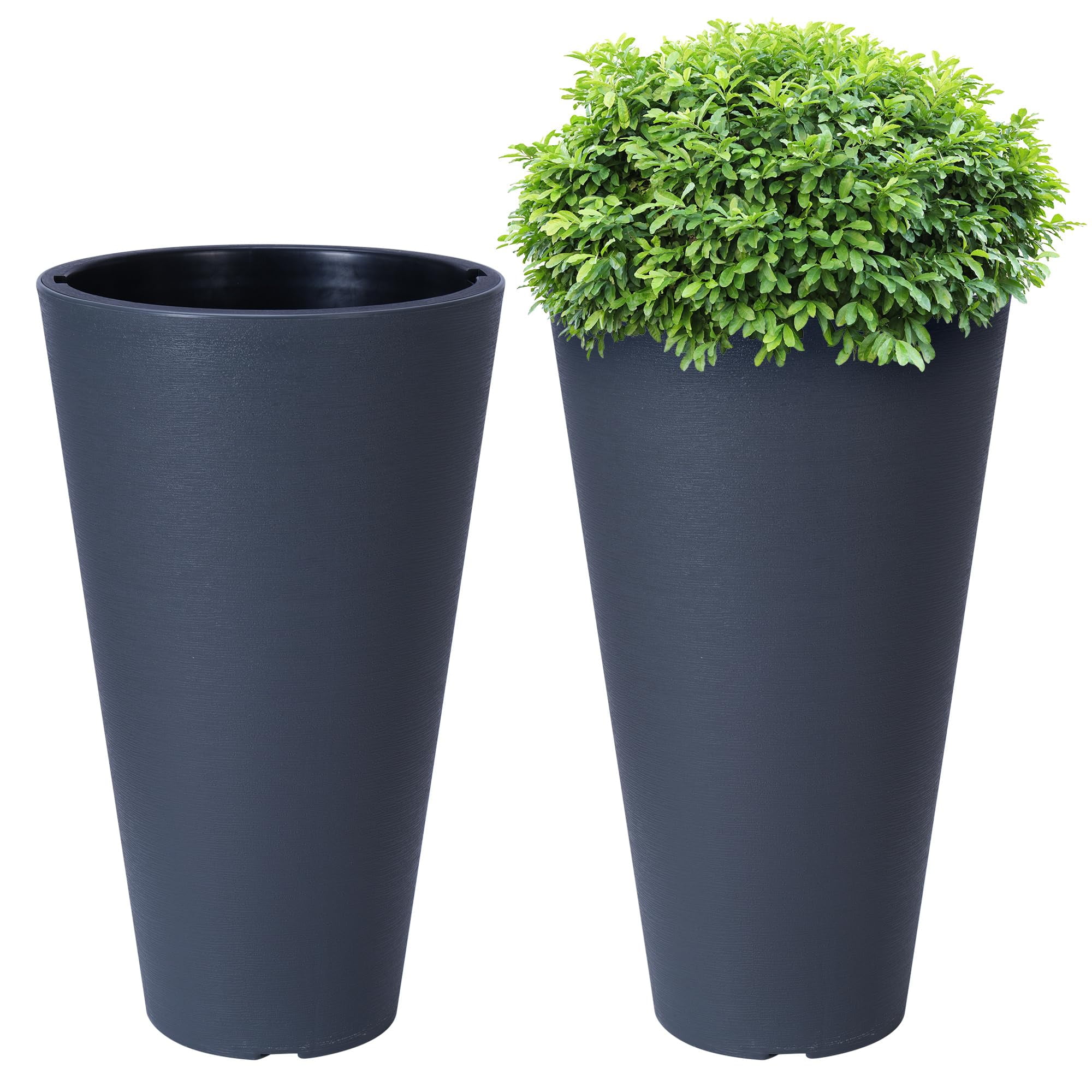 23 Inch Tall Outdoor Planters Set of 2, Large Round Flower Pots with ...
