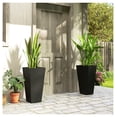 23 Inch Tall Planters, Set of 2 - Black Outdoor Flower Pots for Plants ...