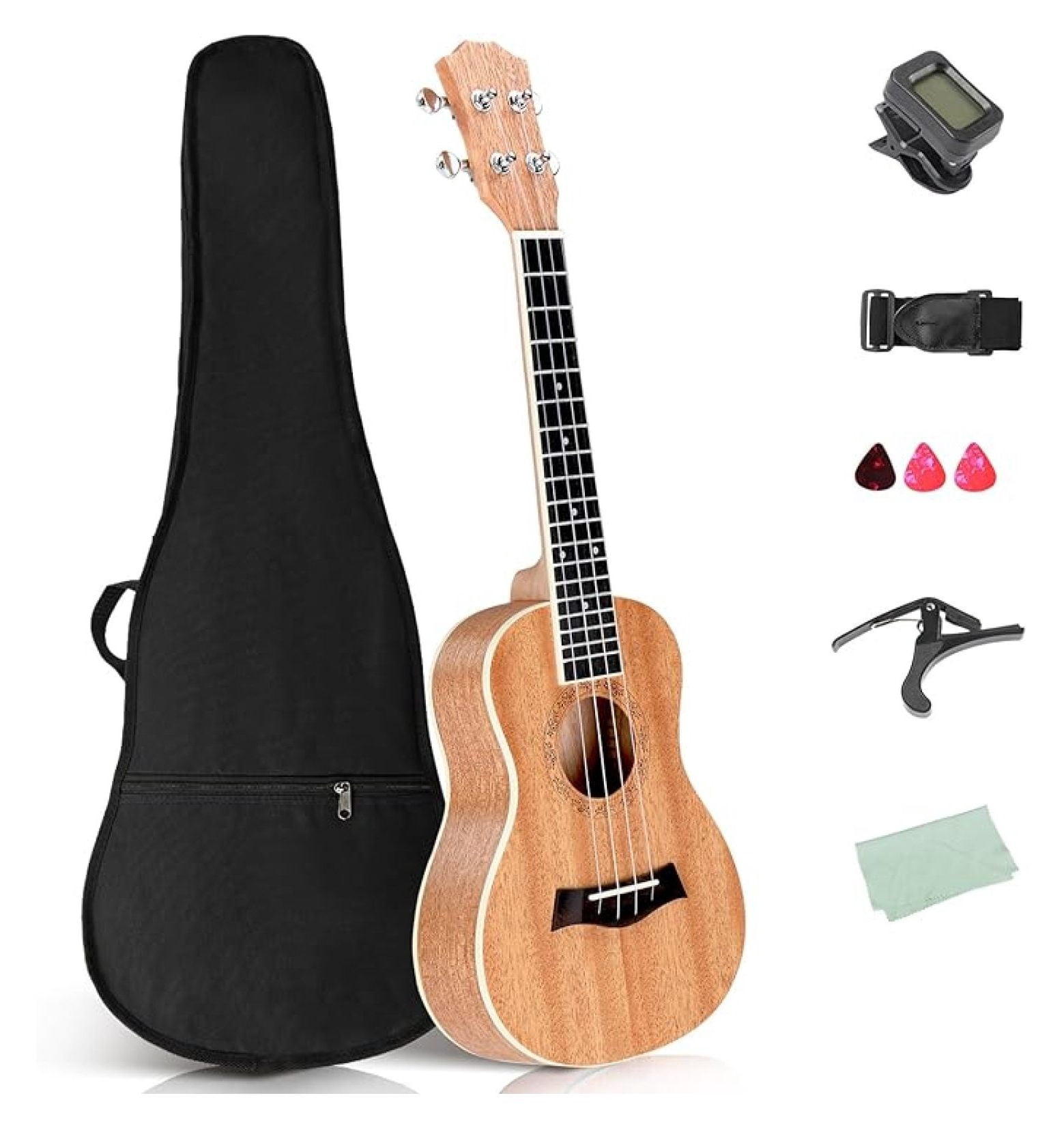 23 Inch Ukulele Kit, Mahogany Concert Ukelele for Beginners Adults and ...