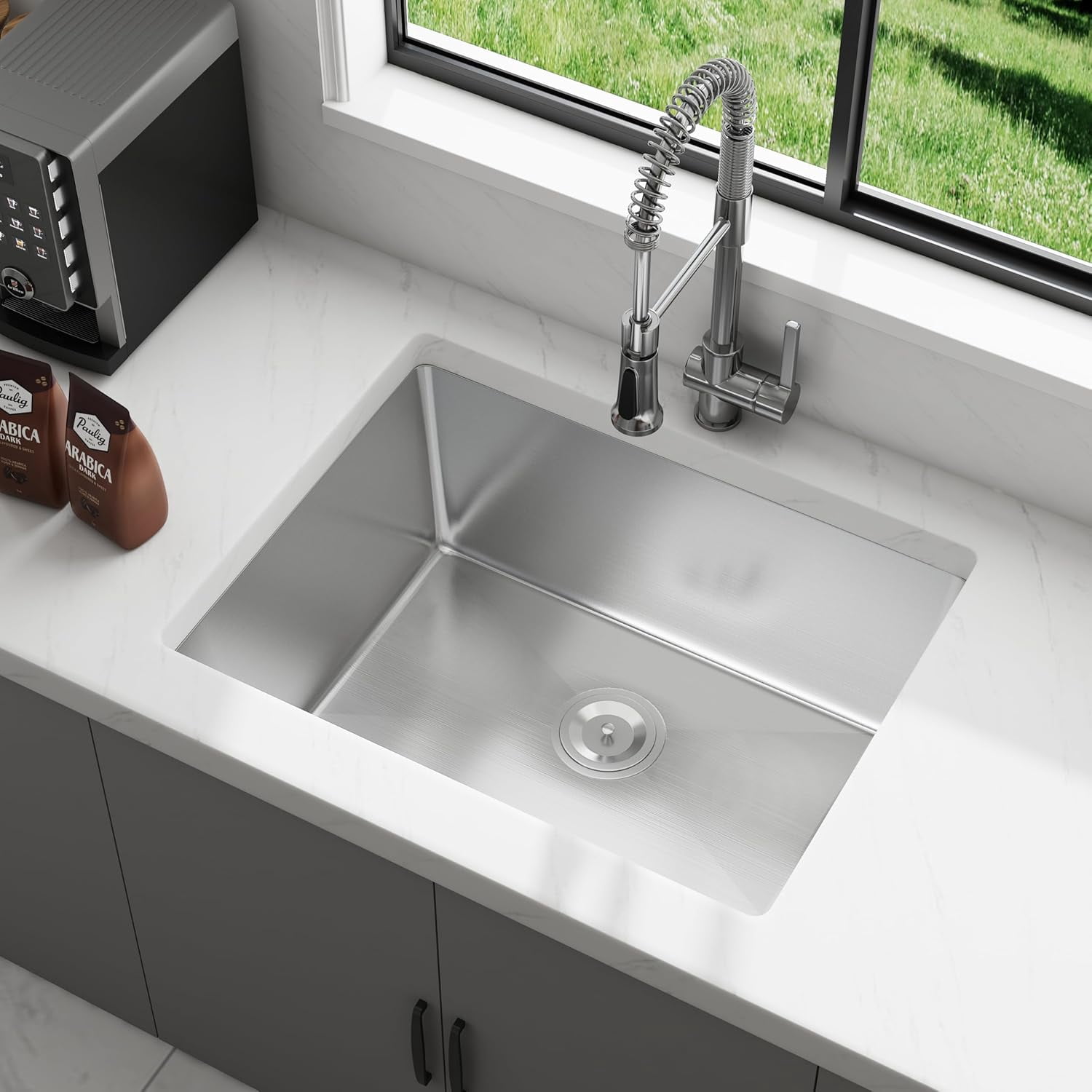 23 Inch Undermount Kitchen Sink 16 Gauge Stainless Steel Single Bowl ...