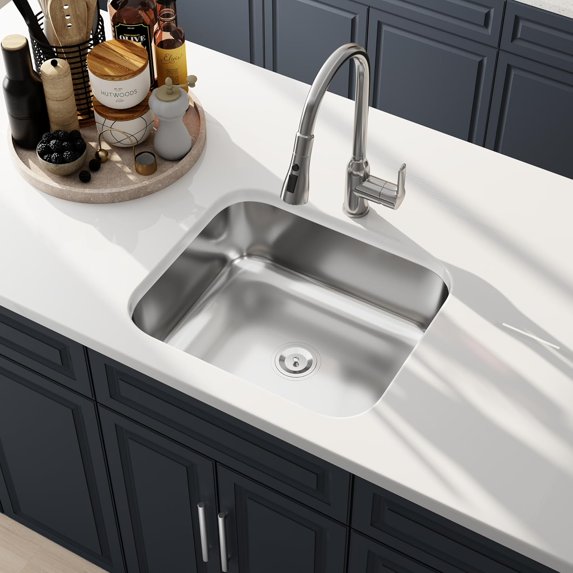 23 Inch Undermount Kitchen Sink 18 Gauge Stainless Steel Single Bowl ...