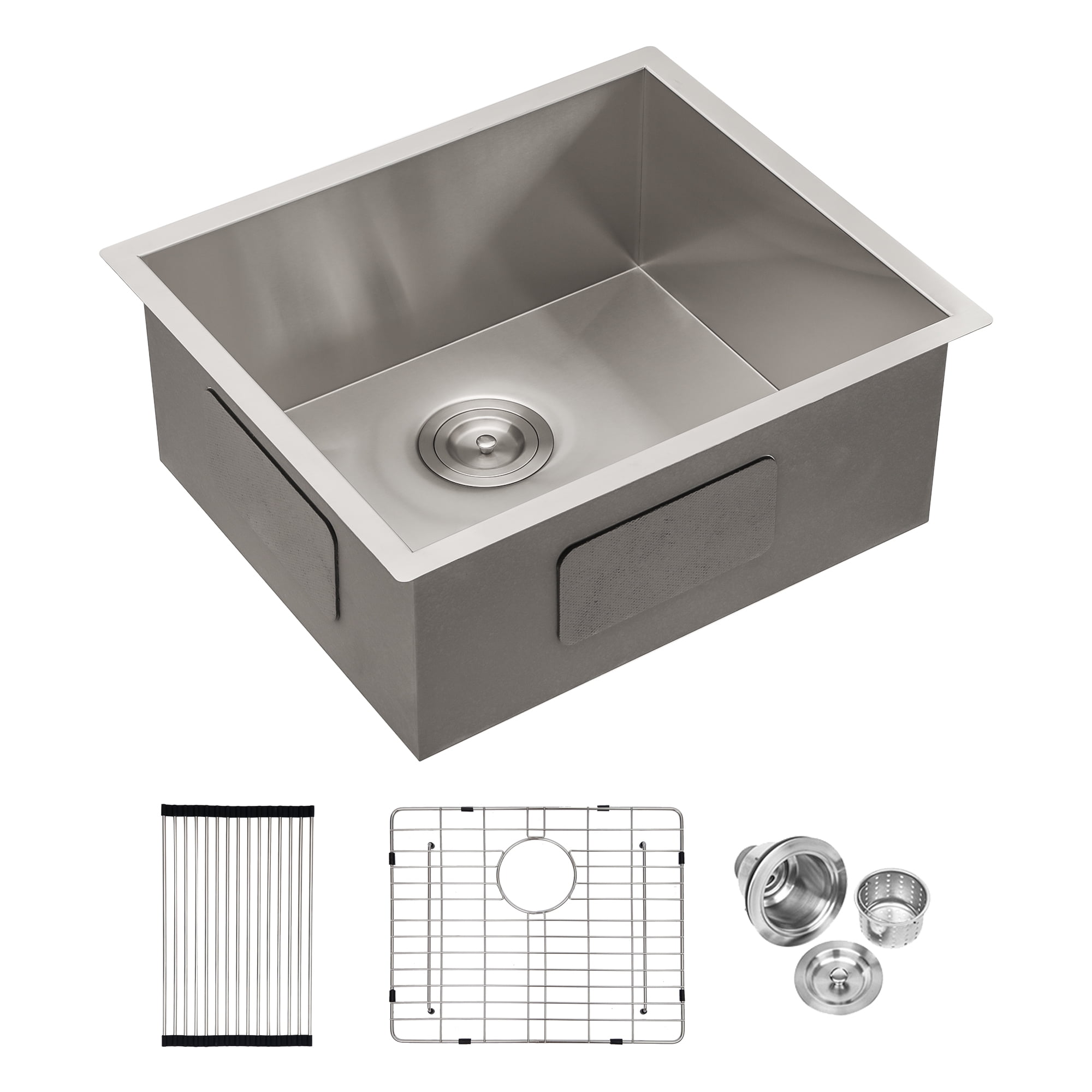 23 Inch Undermount Sink - Single Bowl Stainless Steel Kitchen Sink 16 ...