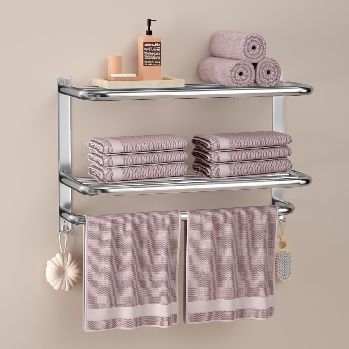 23 Inches 3-Tier Towel Racks for Bathroom with Towel Bars Multilayer ...
