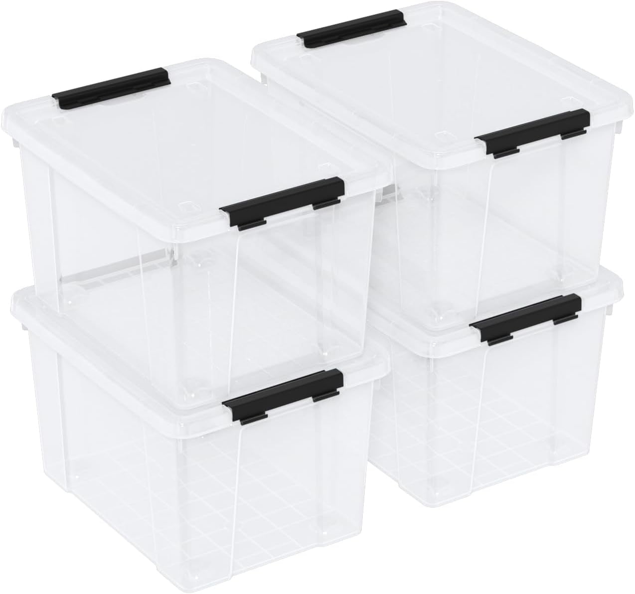 23 L Clear Plastic Storage Box with Lid, Stackable Lidded Storage Bin ...