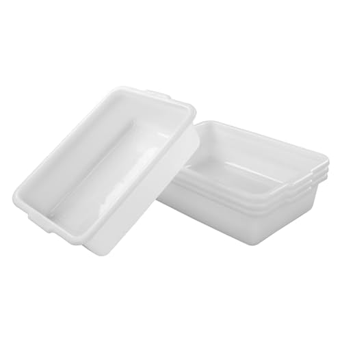 23 L Plastic Rectangle Large Bus Box, White Large Commercial Bus Tub, 4 ...