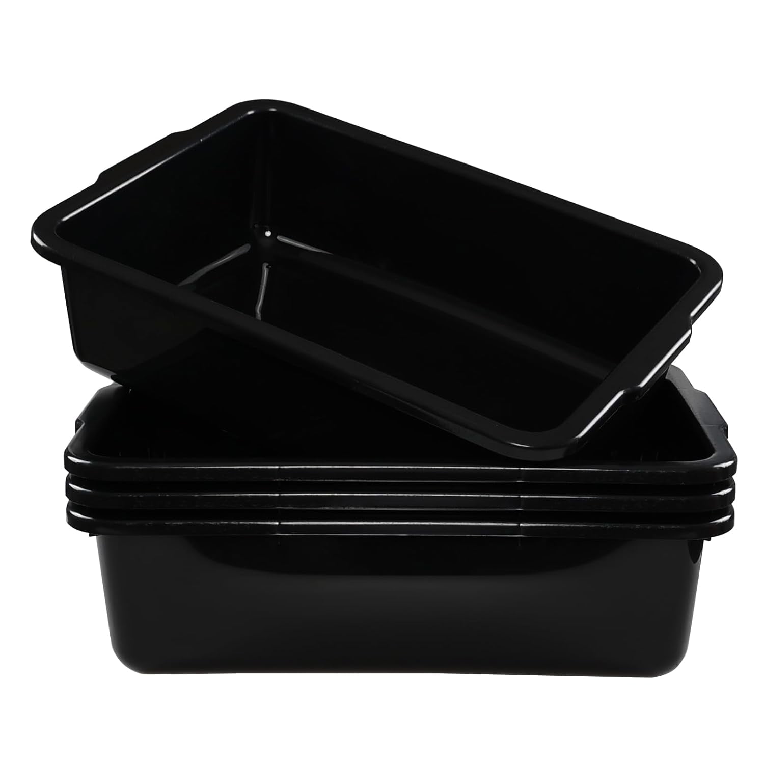 23 Liter Commercial Bus Trays, Black Plastic Bus Tubs Utility Bins Set ...