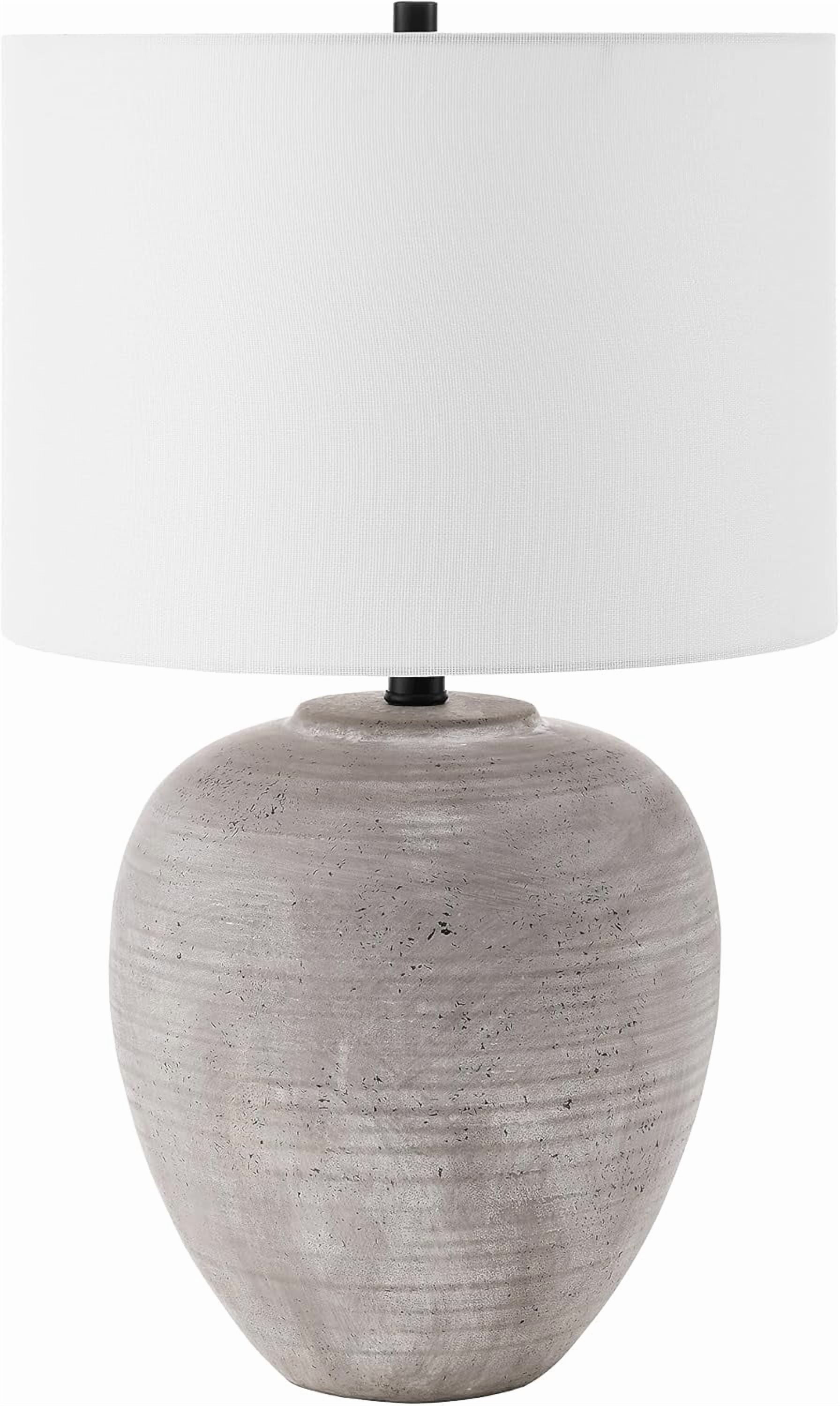 23" Modern 1-Light Table Lamp with White Fabric Drum Shade for Living ...