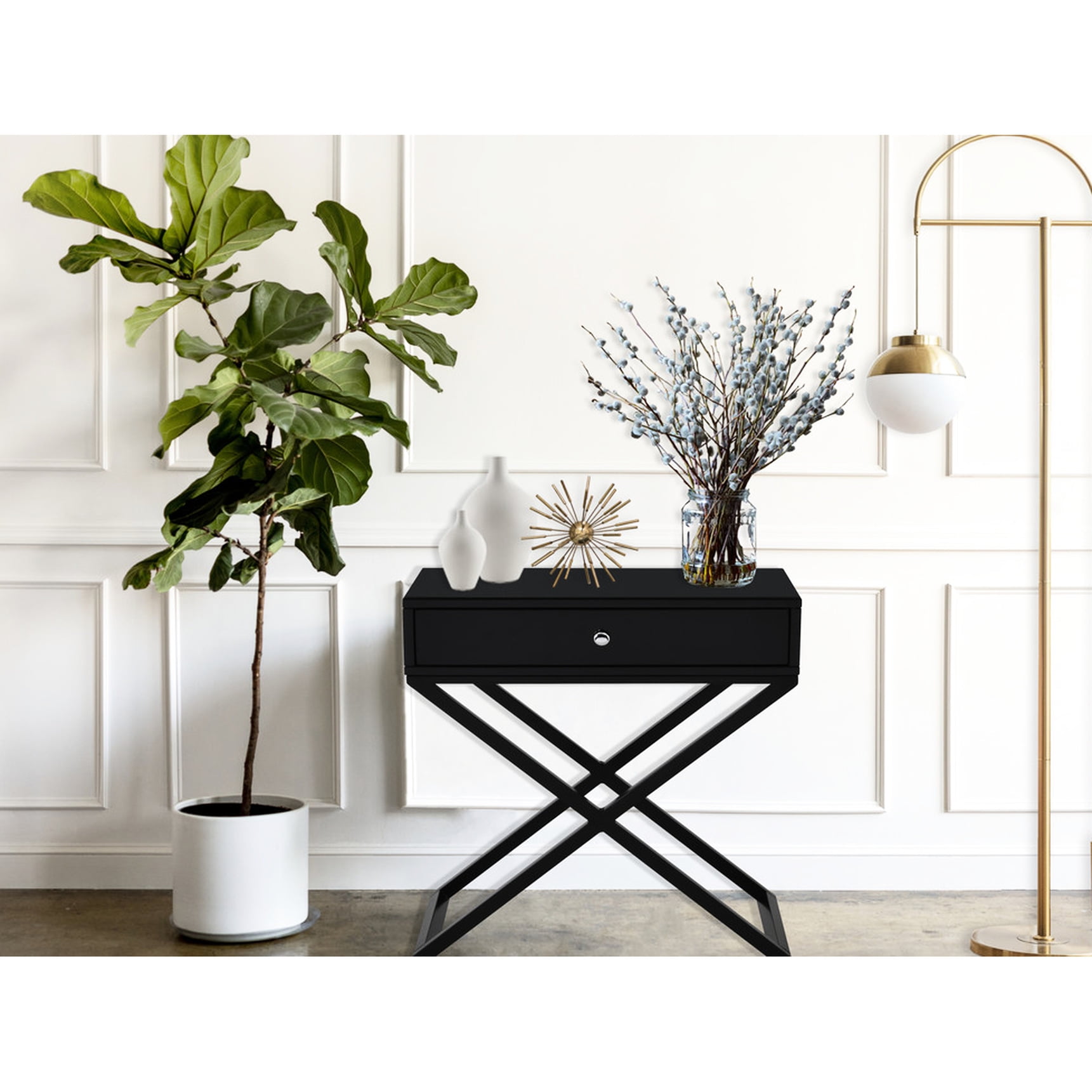 23" Nightstand with Drawer | Can Be Used in Various Rooms | Black Metal ...