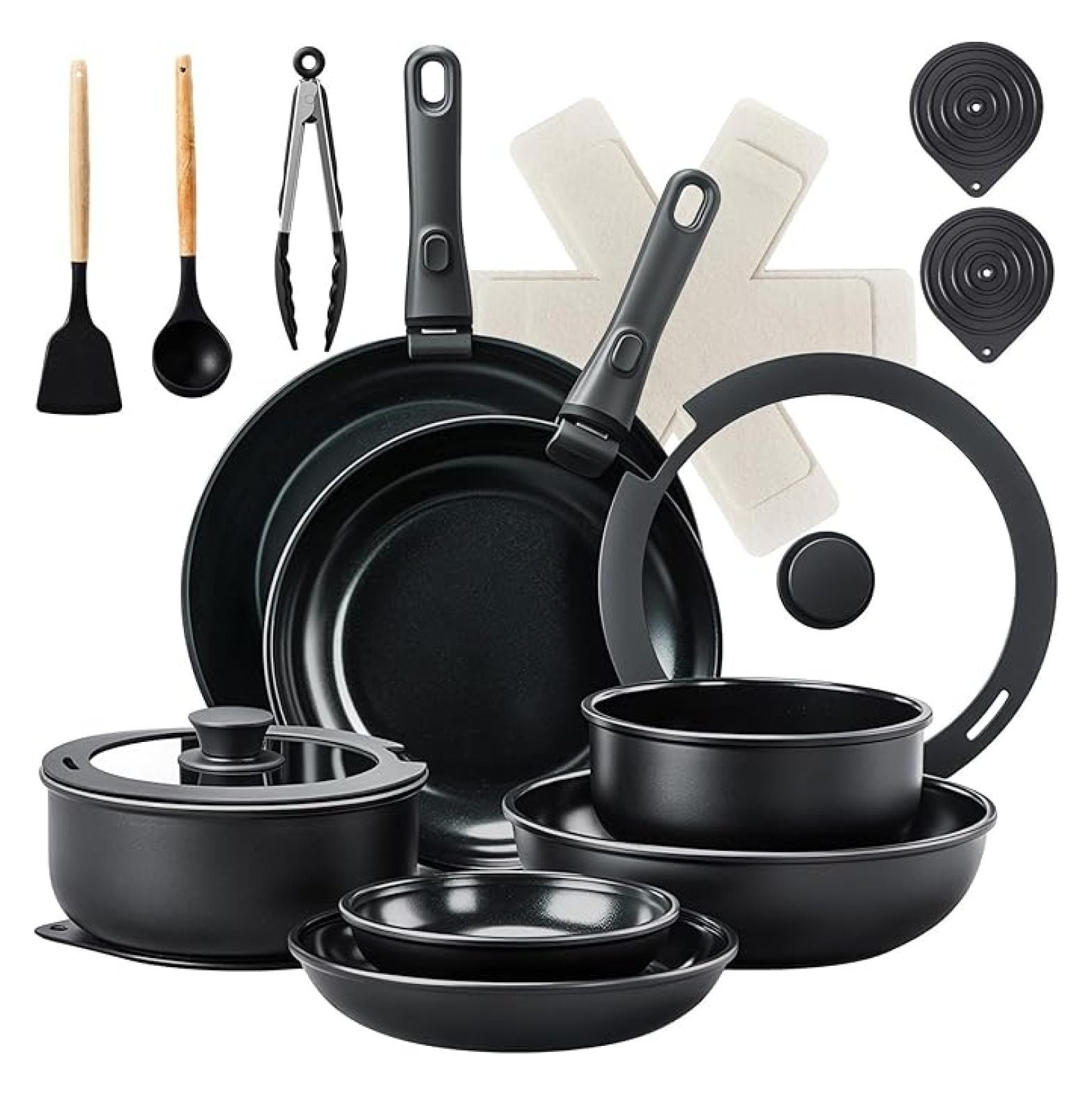23 PCS Non-Stick Cookware Set, Cast Aluminum Pots and Pans Set with ...