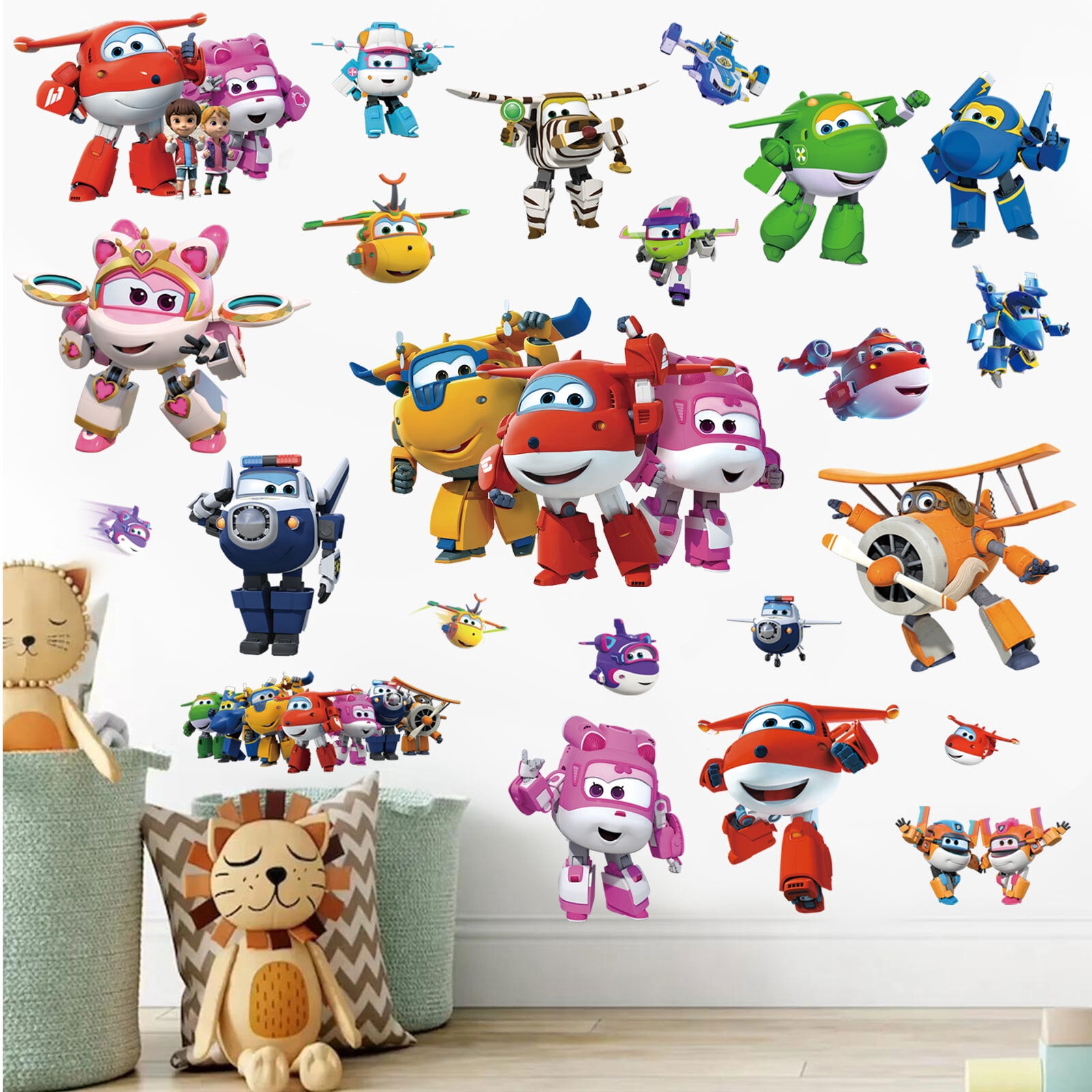 23 PCS For Super Wings Theme Wall Stickers – Cartoon Character PVC ...