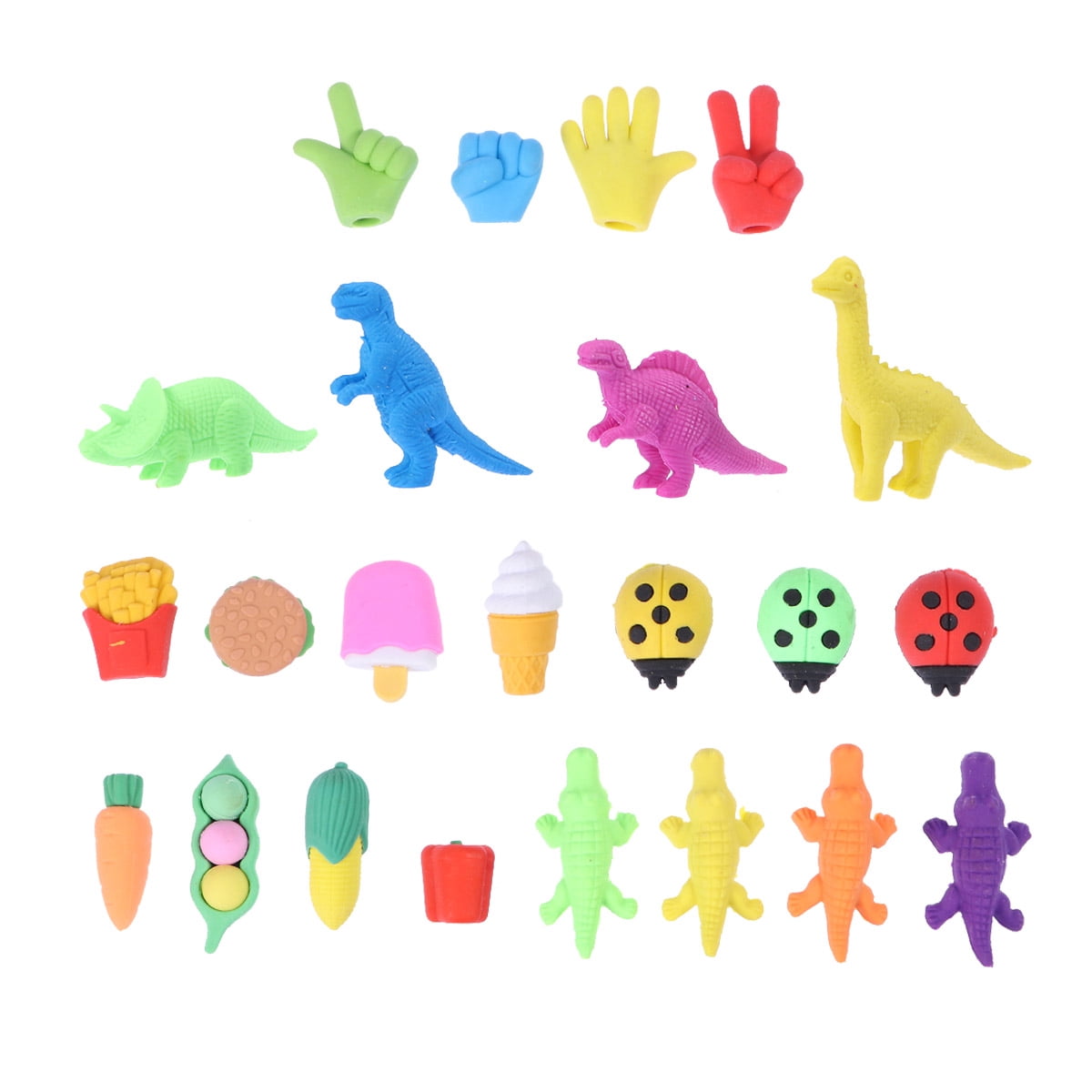 23 Pack Animal Erasers Vegetable Erasers Cake Erasers Finger Erasers ...