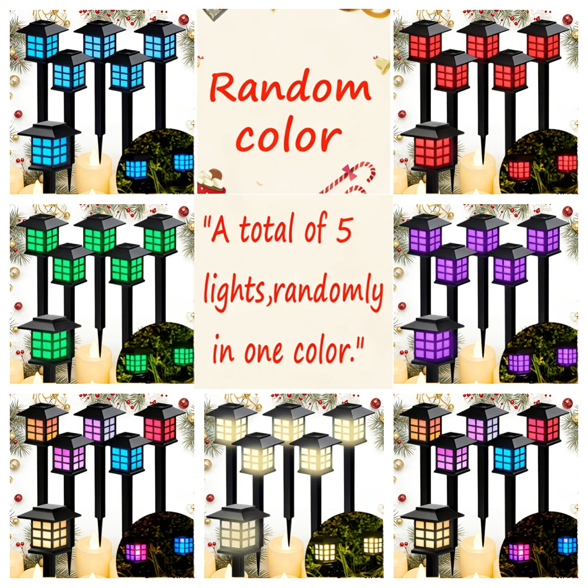 23-Pack IP54 Solar Lights Multi-Color Outdoor Lawn Lights Garden Path ...