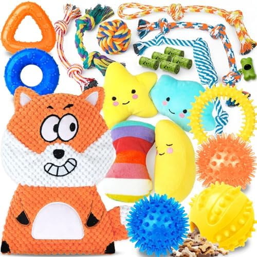 23 Pack Luxury Puppy Toys for Teething, Cute Small Dog Toys with Rubber ...