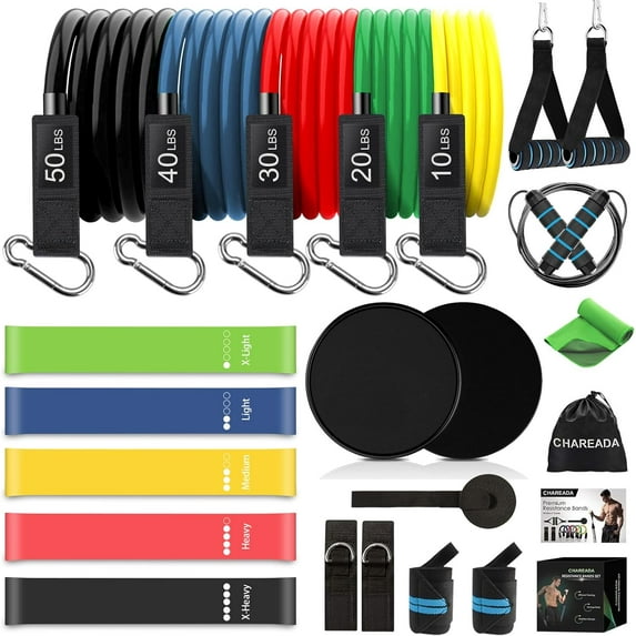 23 Pack Resistance Bands Set Workout Bands, 5 Stackable Exercise Bands ...