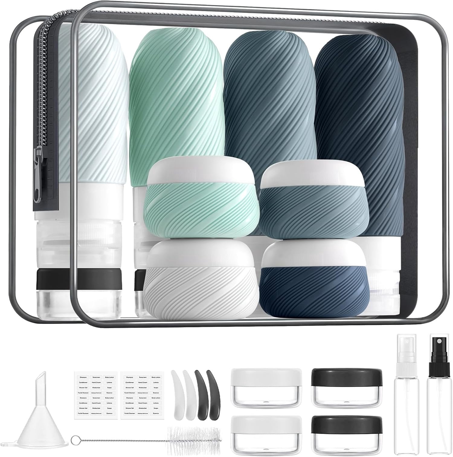 23 Pack TSA Approved Travel Bottles for Toiletries, Leak Proof ...