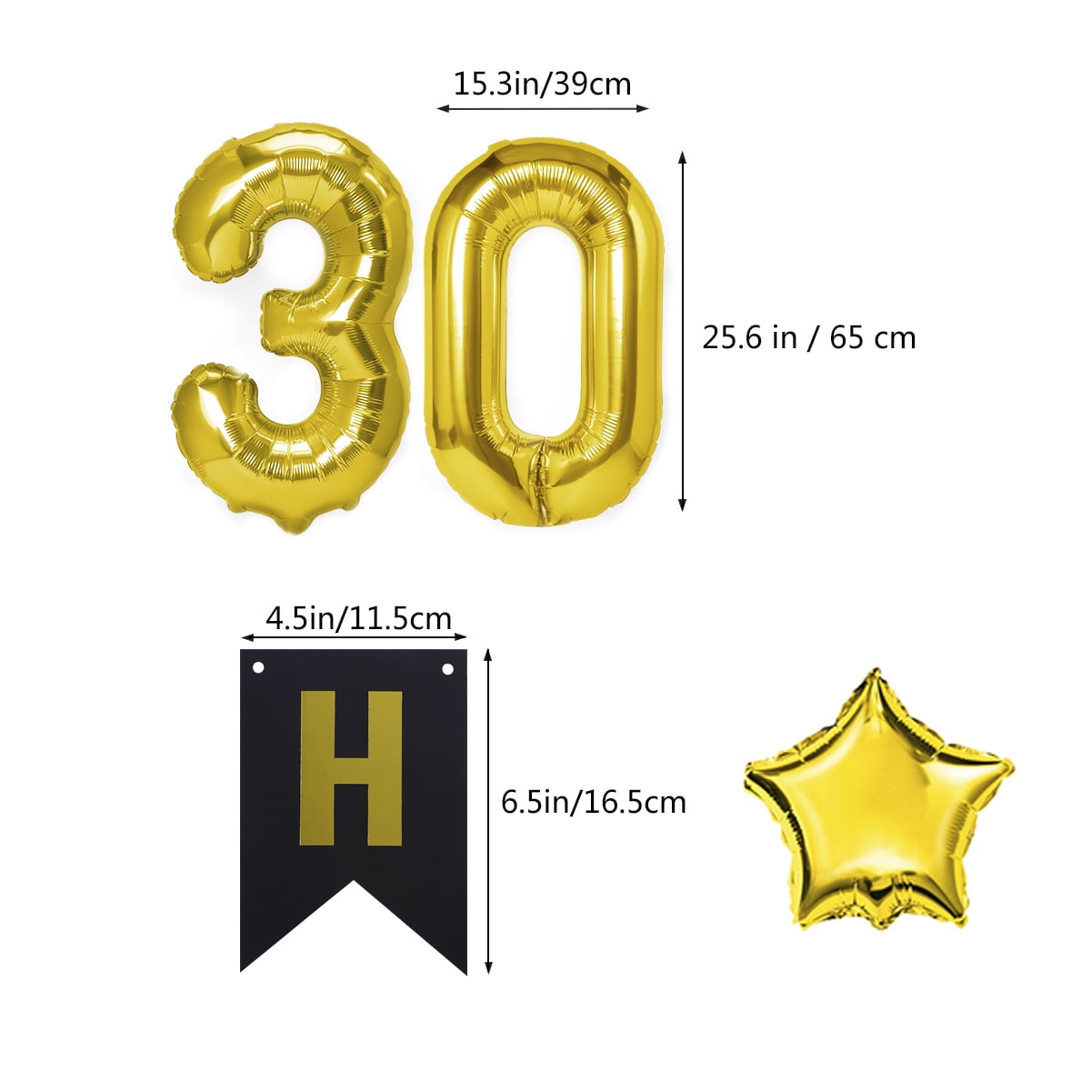 23 Pcs 30th Happy Birthday Decorations Party Supplies Aluminum Foil ...