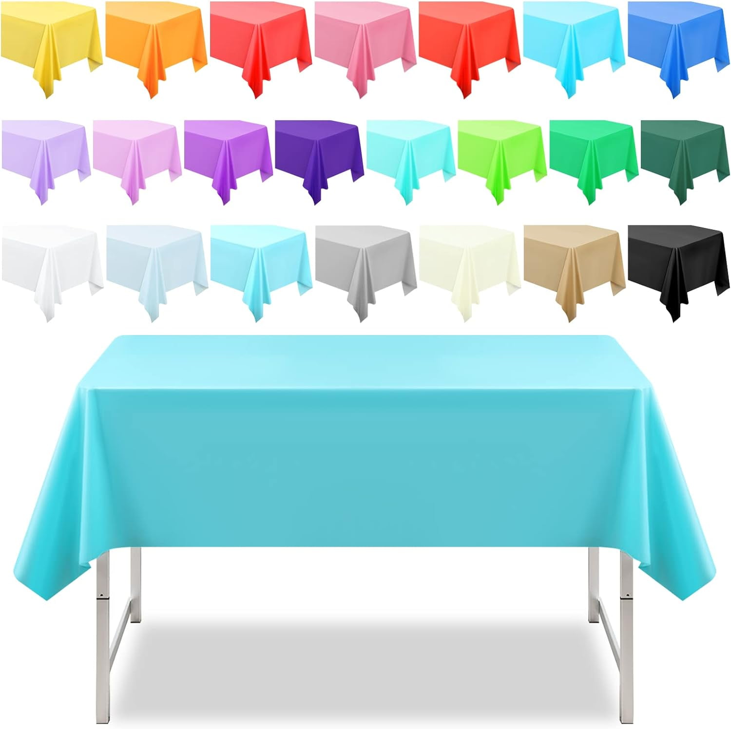 23 Pcs Assorted Color Disposable Plastic Tablecloths 108 x 54 Inch ...