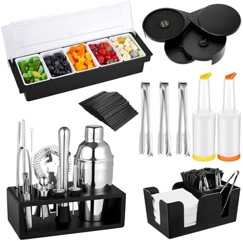 23 Pcs Bartender Supplies Kit Garnish Tray for Bartenders with Lid Bar ...