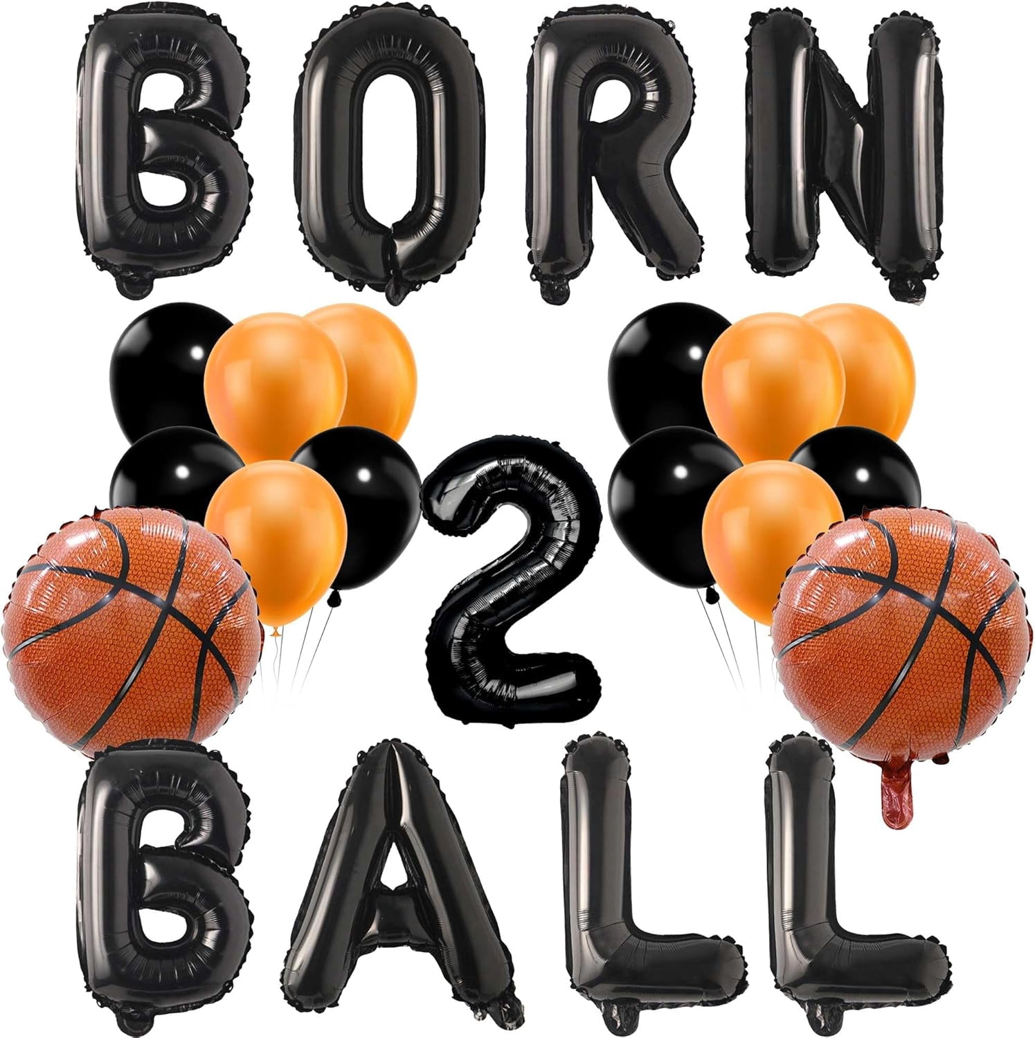 23 Pcs Born 2 Ball Basketball Birthday Decorations for Boys 2nd ...