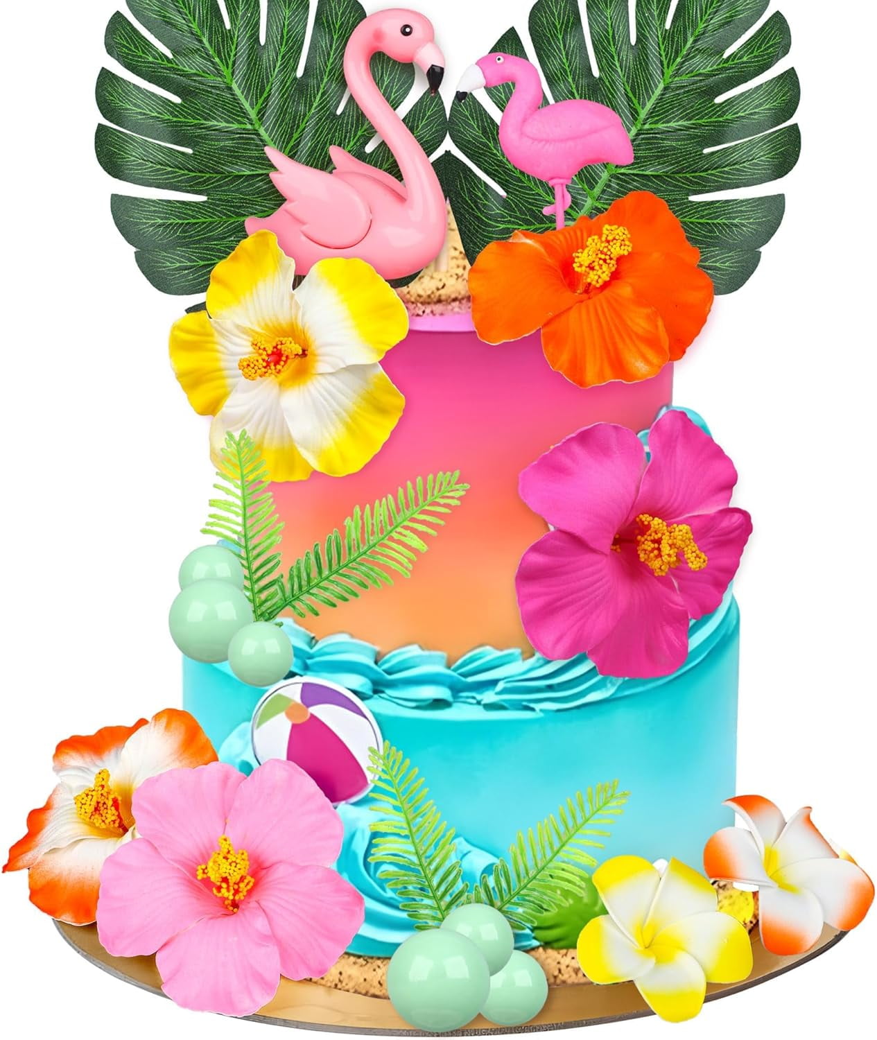 23 Pcs Hawaiian Cake Topper Summer Cake Decorations Hawaii Hibiscus ...